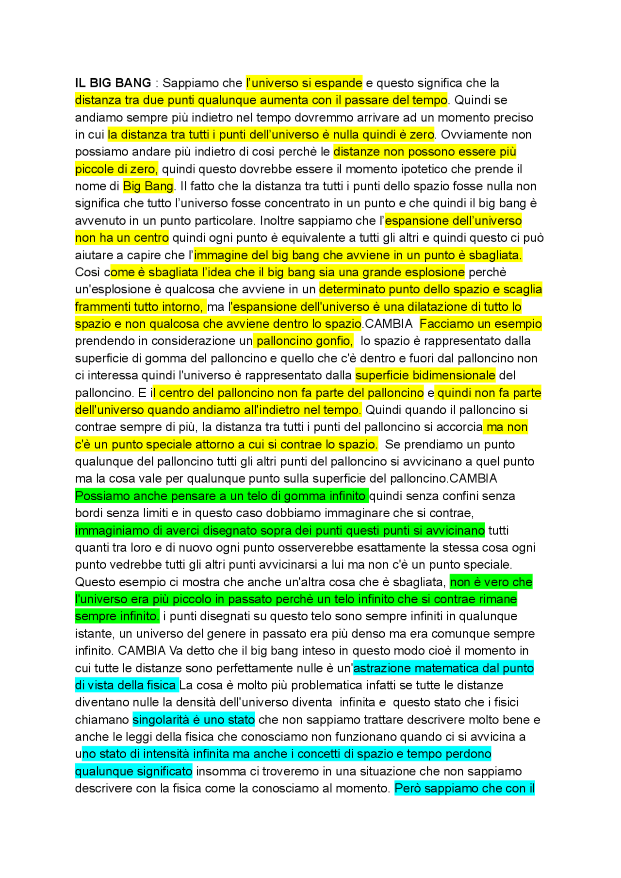 Big Bang Spiegazione Docsity