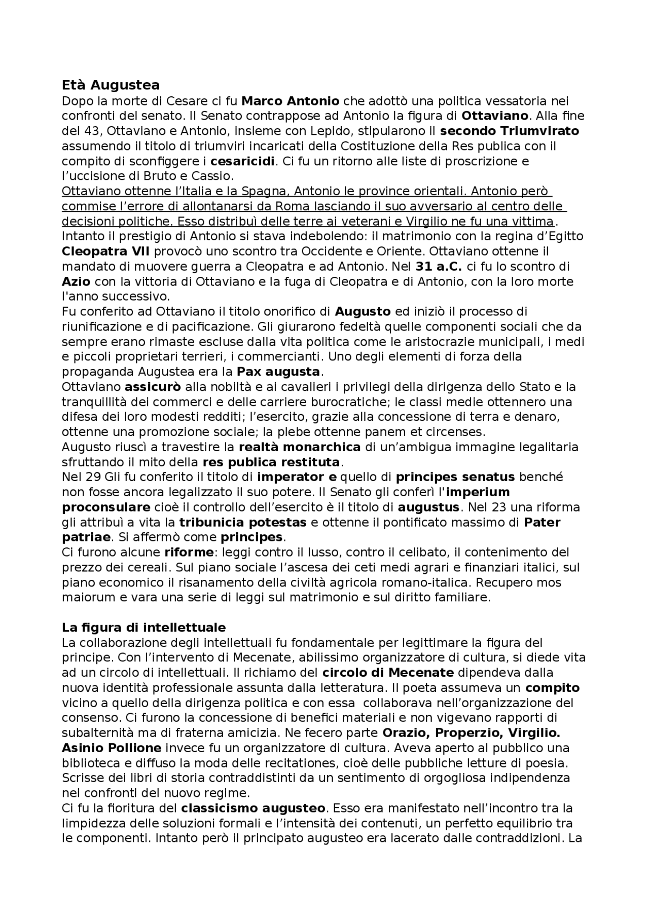 Età Augustea E Virgilio Docsity