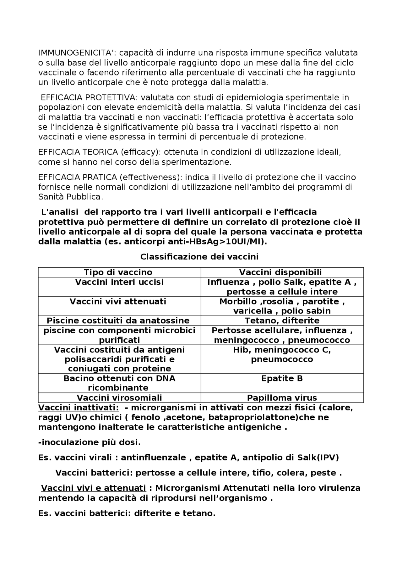 Igiene Vaccini Pertosse Difterite Tetano Docsity