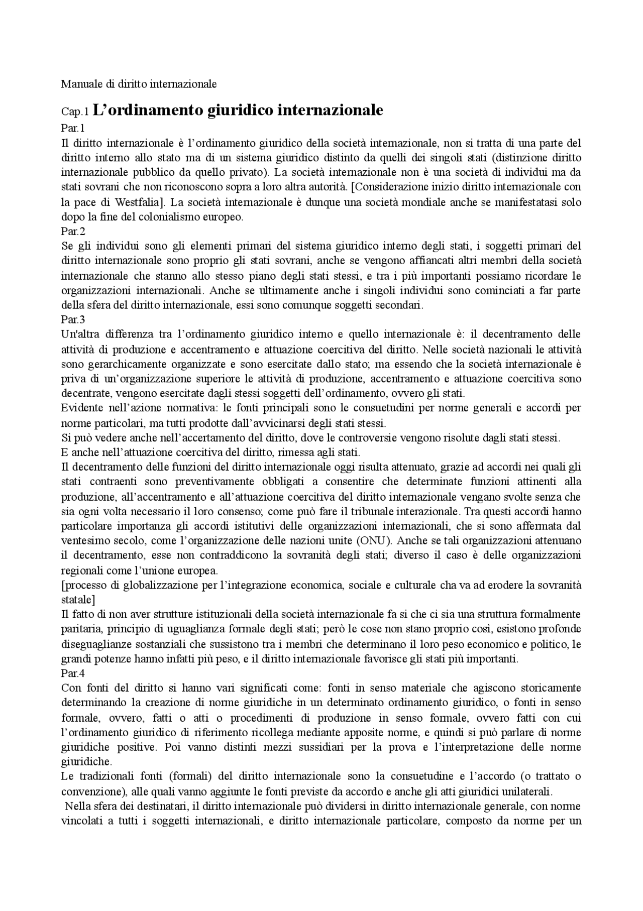 Manuale Riassunto Di Diritto Internazionale Andrea Gioia Docsity