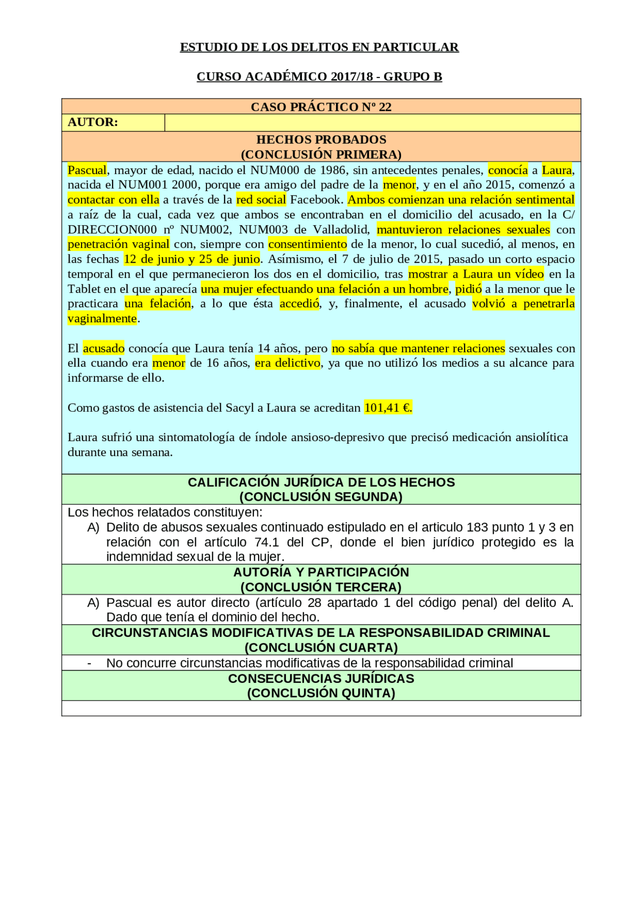 Practica 7 de penal 3 - Docsity