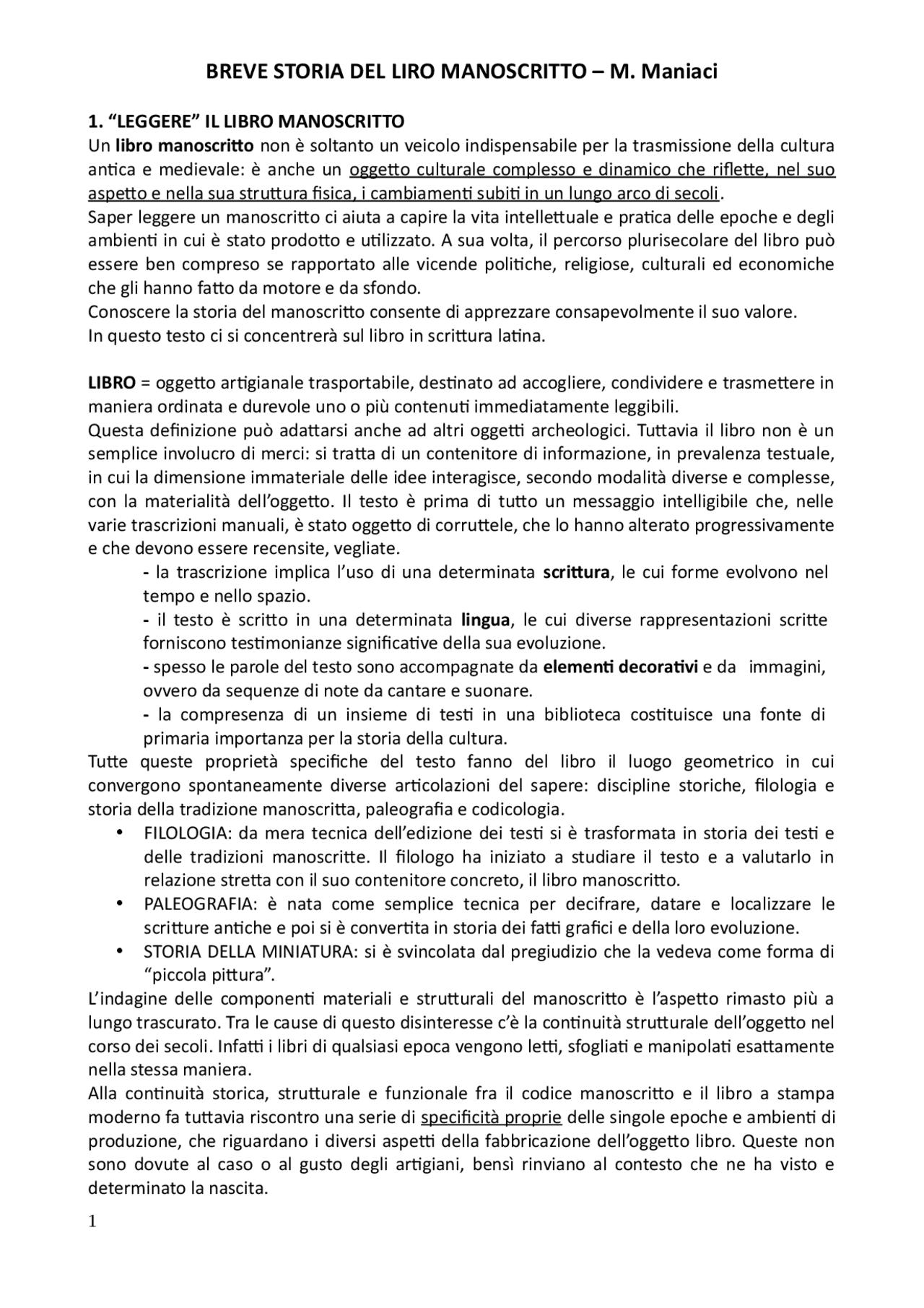 Breve Storia Del Libro Manoscritto M Maniaci Docsity
