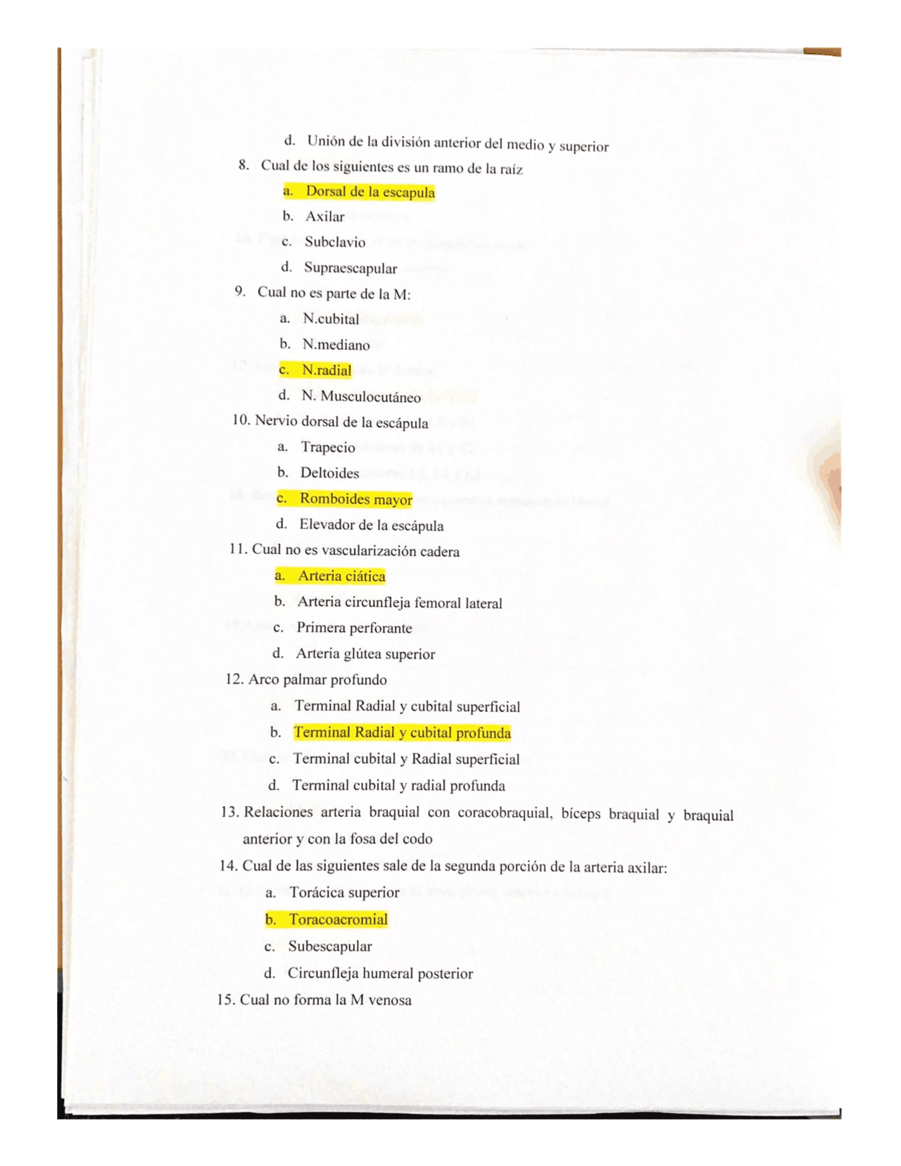 Anatomia Medicina Ejercicios De Anatomía Docsity