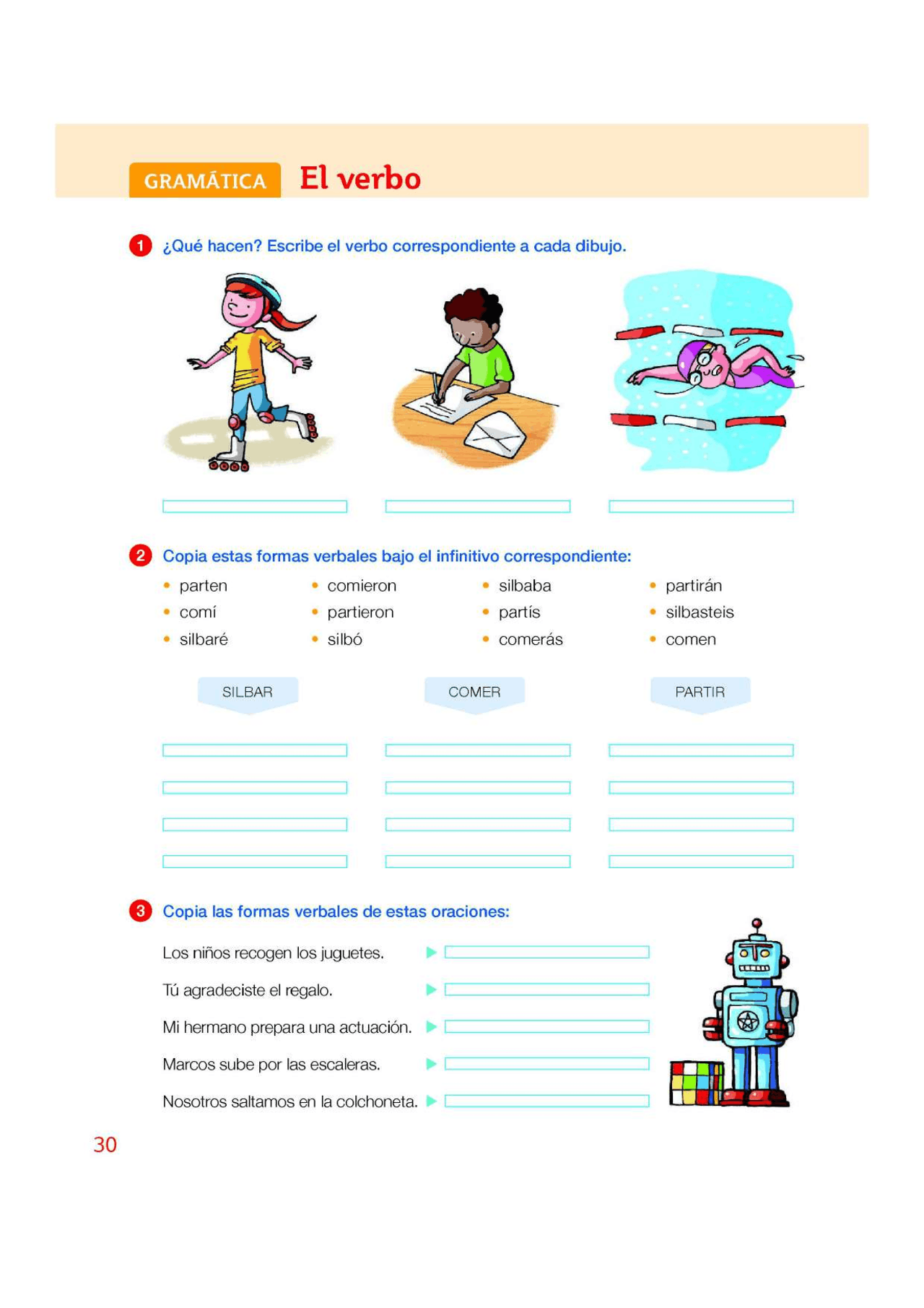 El verbo. ejercicios del verbo - Docsity