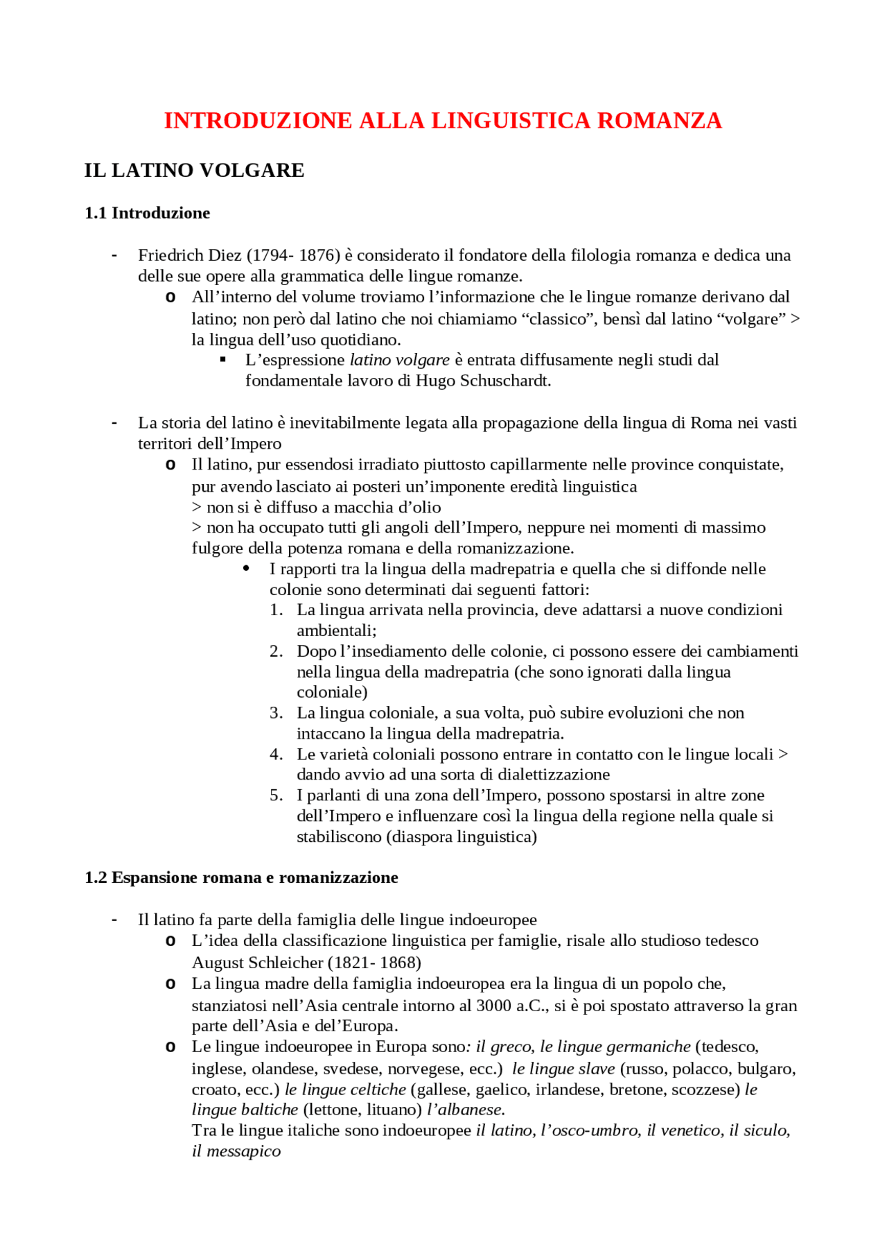 Introduzione Alla Linguistica Romanza Docsity