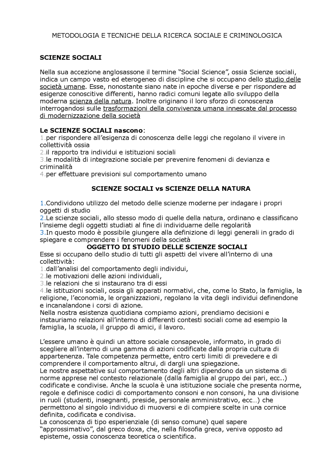 Metodologia E Tecniche Di Ricerca Sociale Docsity