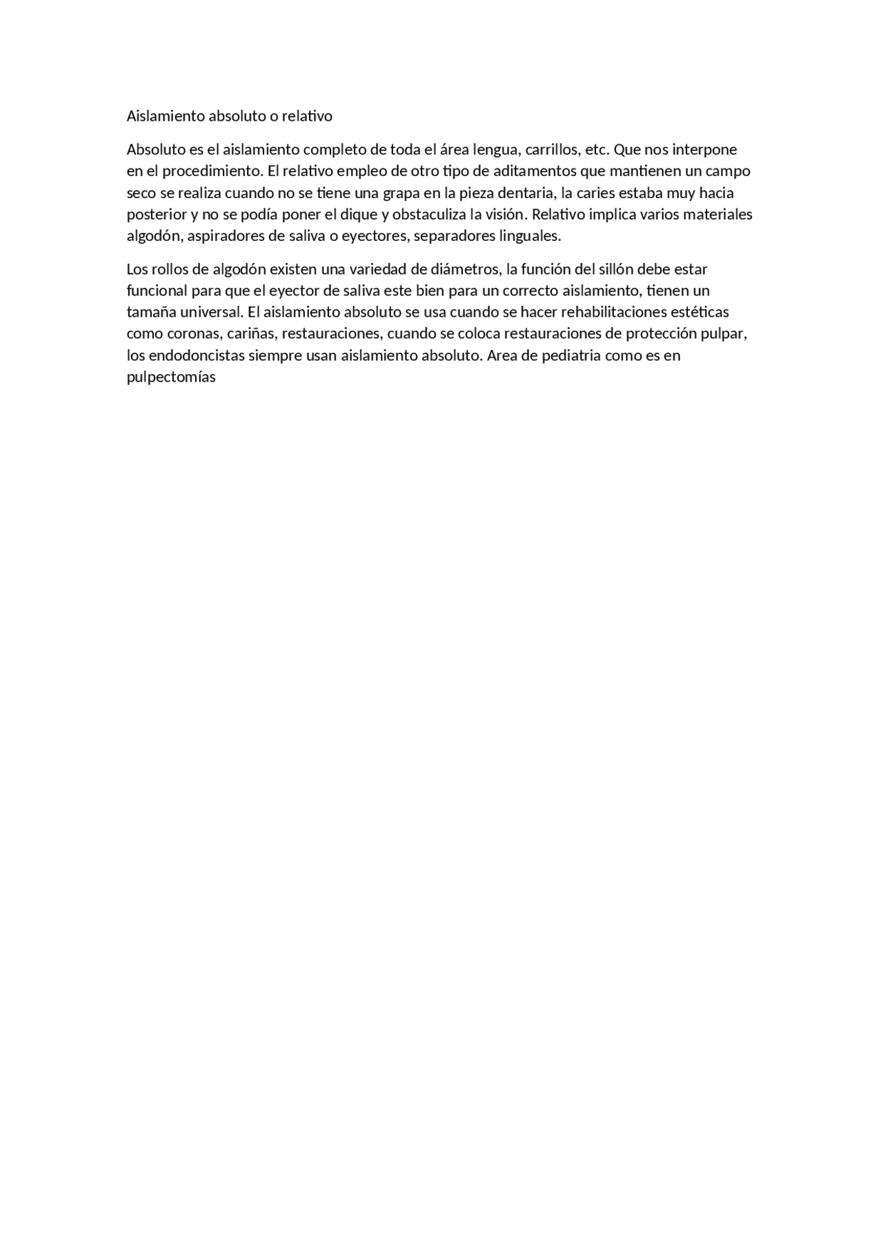 Aislamiento Del Campo Operatorio Docsity