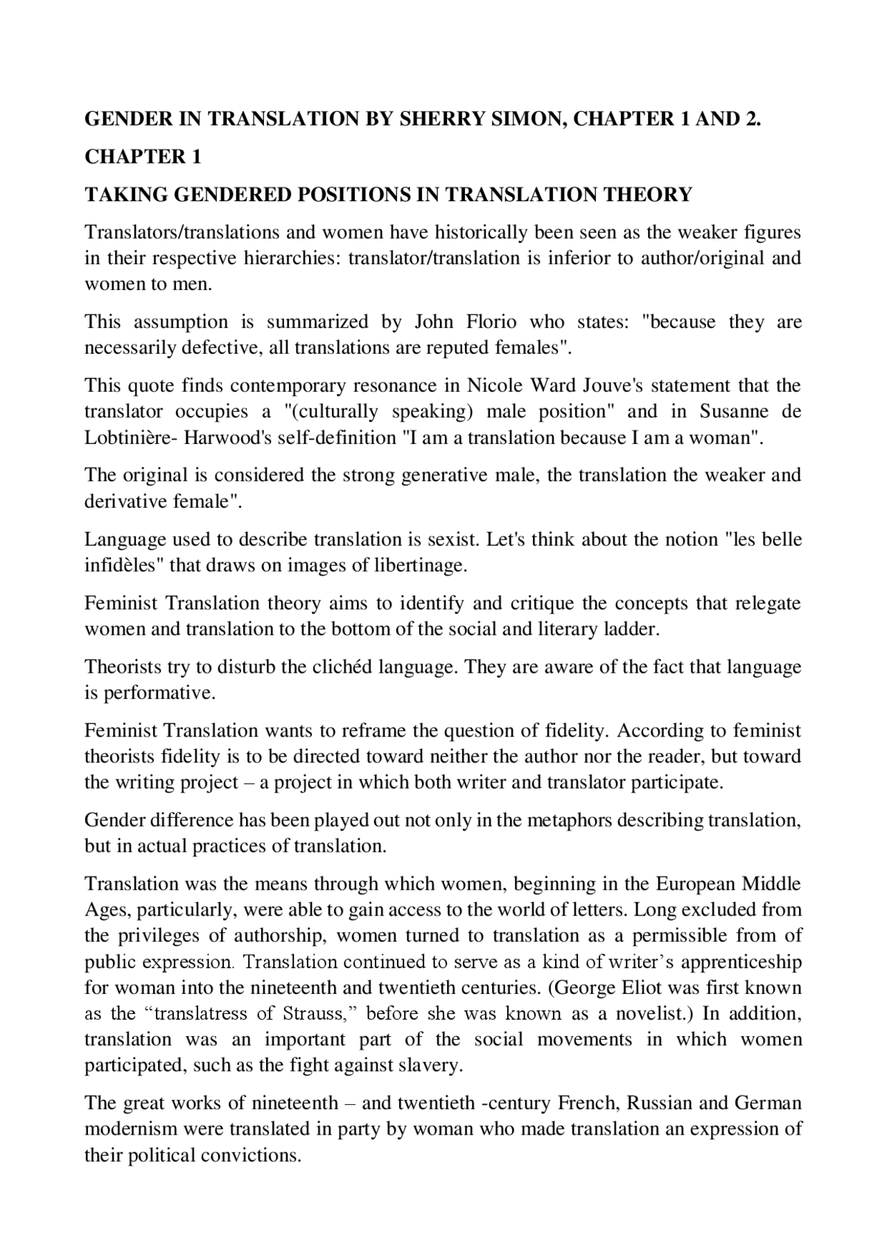 Gender in Translation. Cultural Identity and the Politics of ...