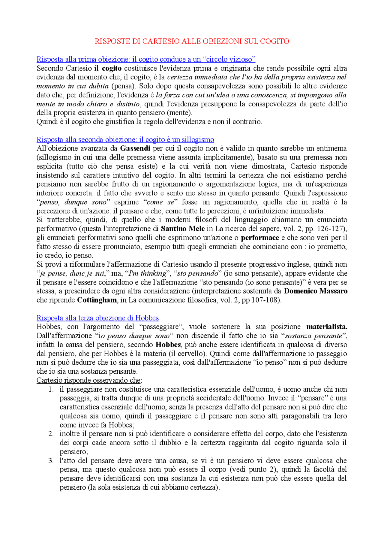 Discorso Sul Metodo Risposte Docsity