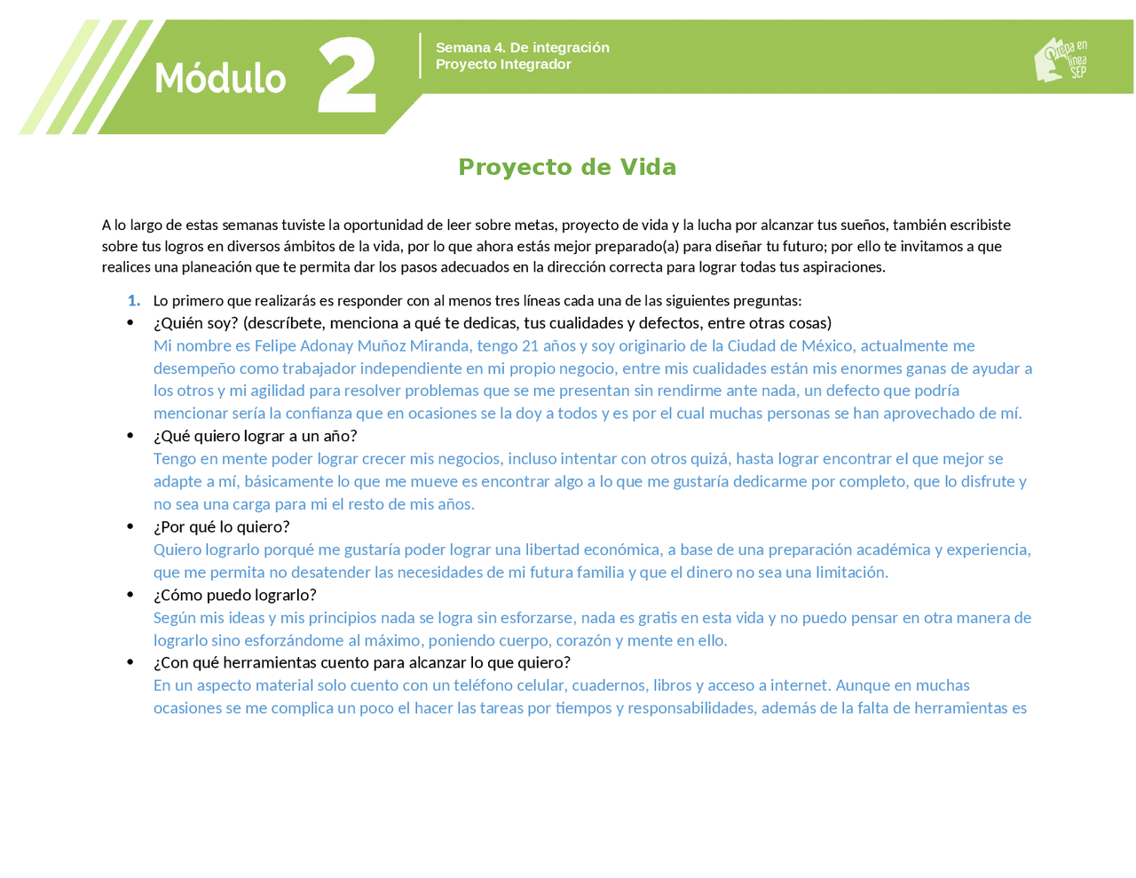 Proyecto Integrador Modulo 2 | Exámenes de Tecnología - Docsity