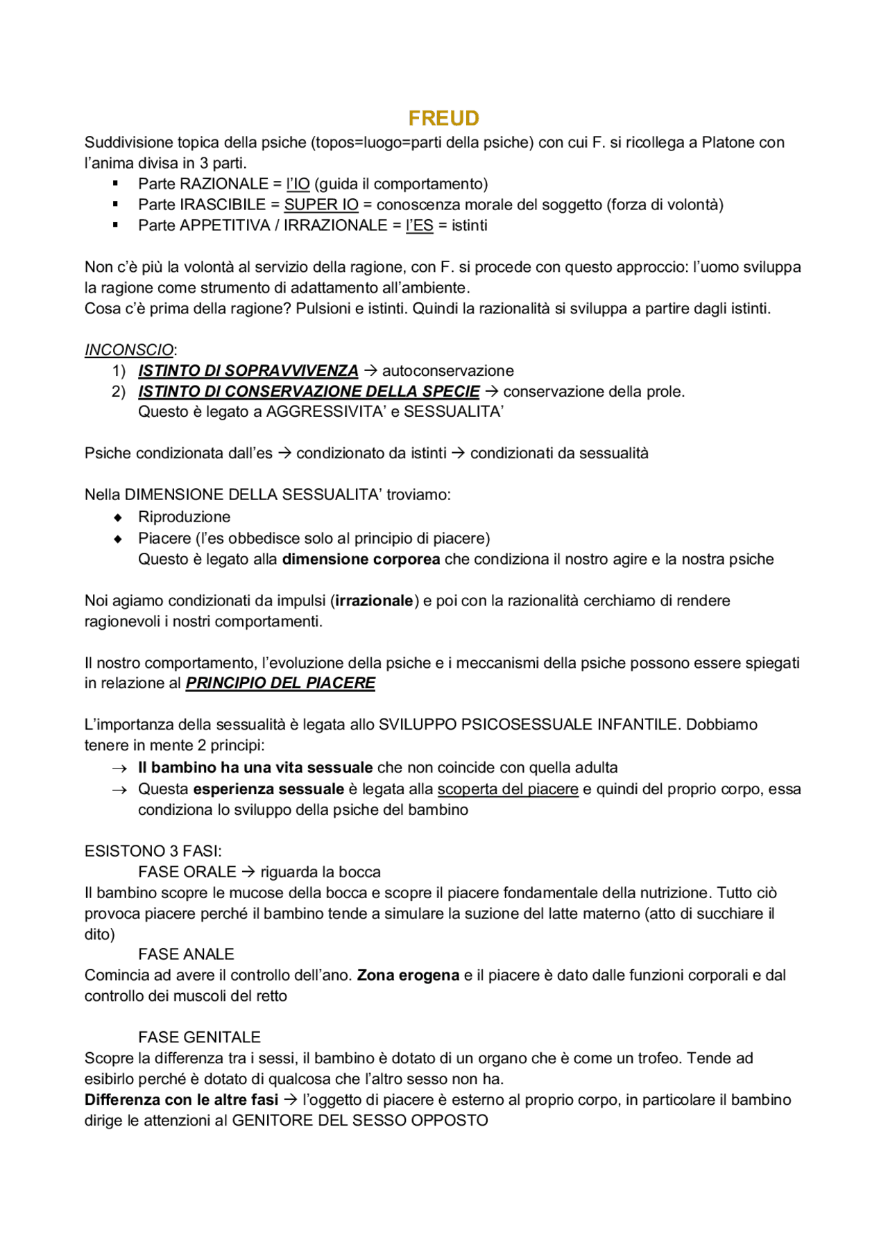 Freud Riassunto Docsity