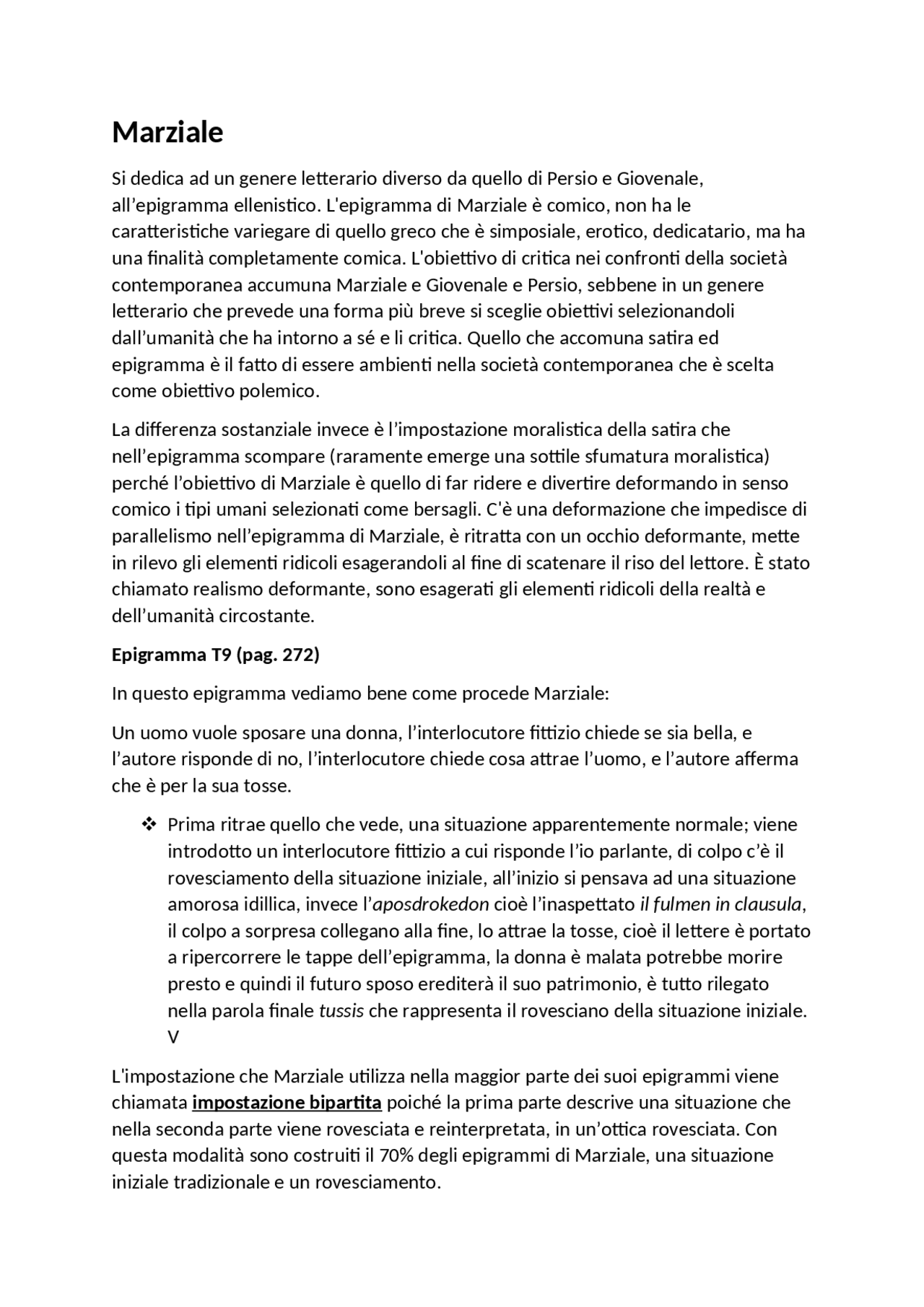 Marziale vita opere, poetica e collegamenti - Docsity