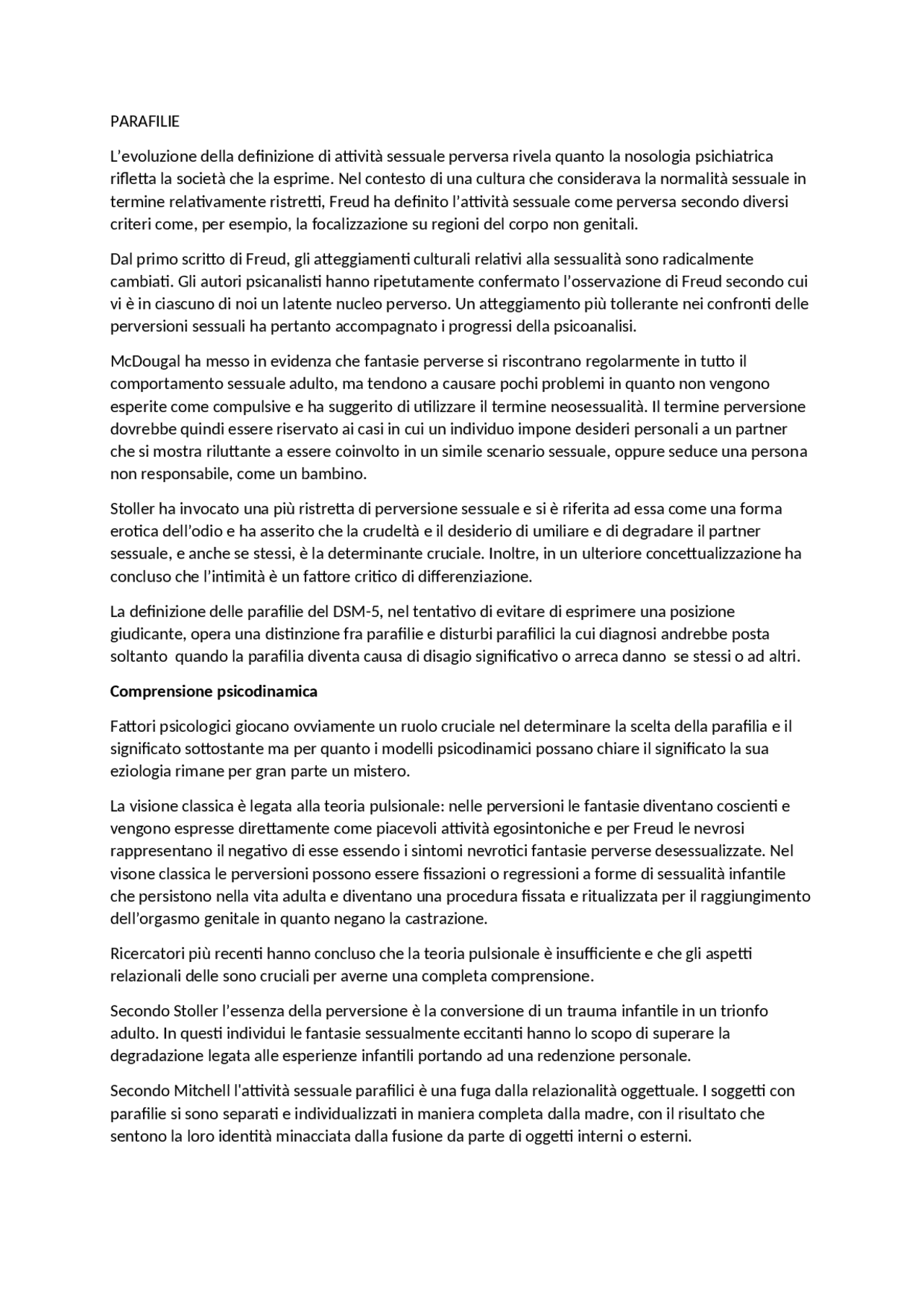 Parafilie e disfunzioni sessuali - Docsity