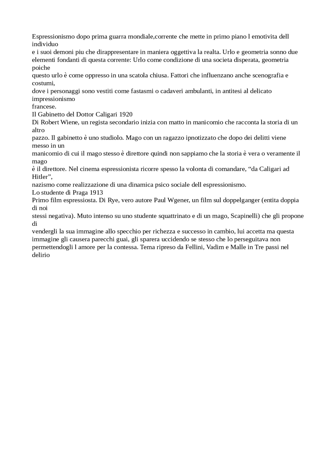 Cinema Tedesco Orgini Espressionismo Docsity