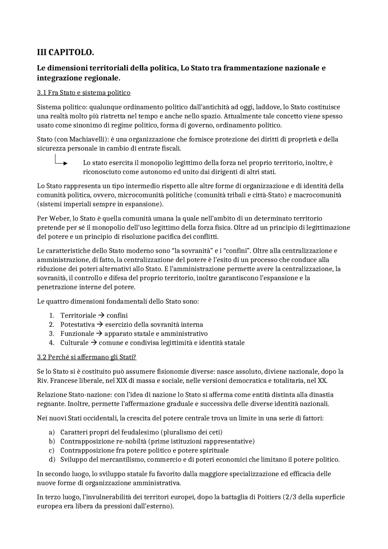 Scienze Politiche Cap 3 Docsity
