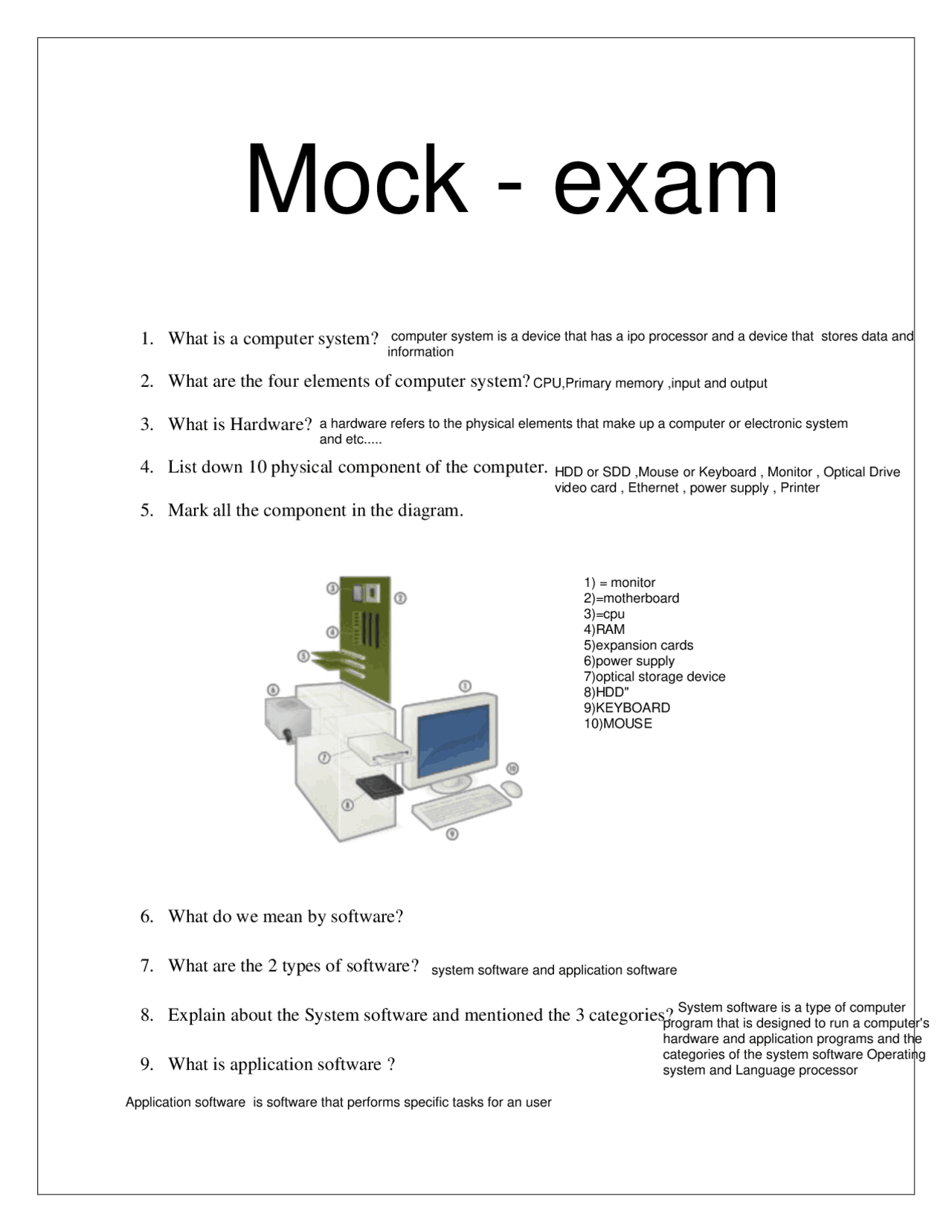 Mock Exam - Information - Docsity