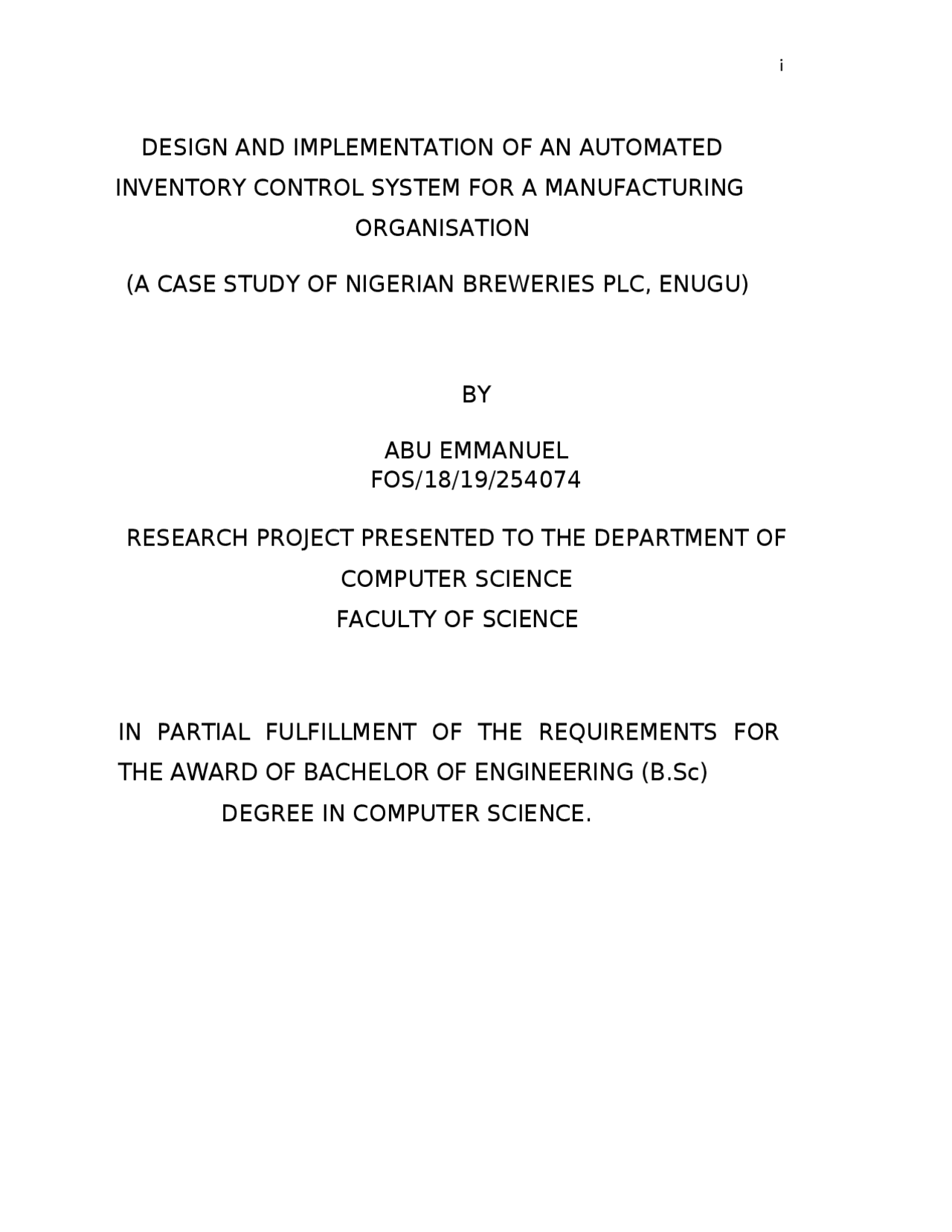 Design and implementation of an automated inventory control system for ...