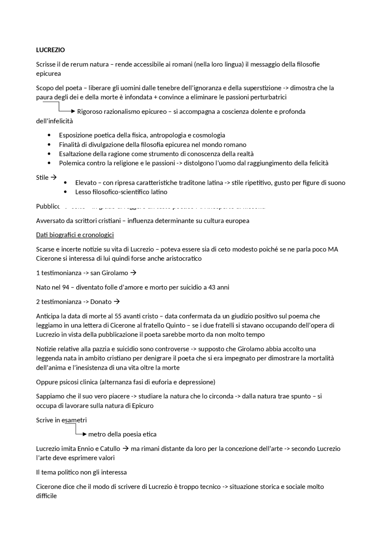 Lucrezio Vita E Appunti Docsity
