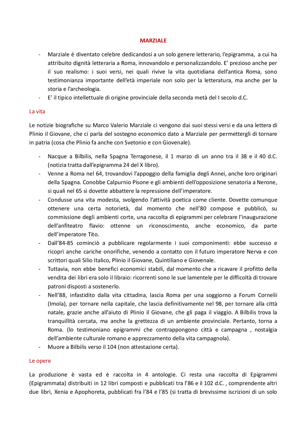 Biografia e opoere di Marziale - Docsity