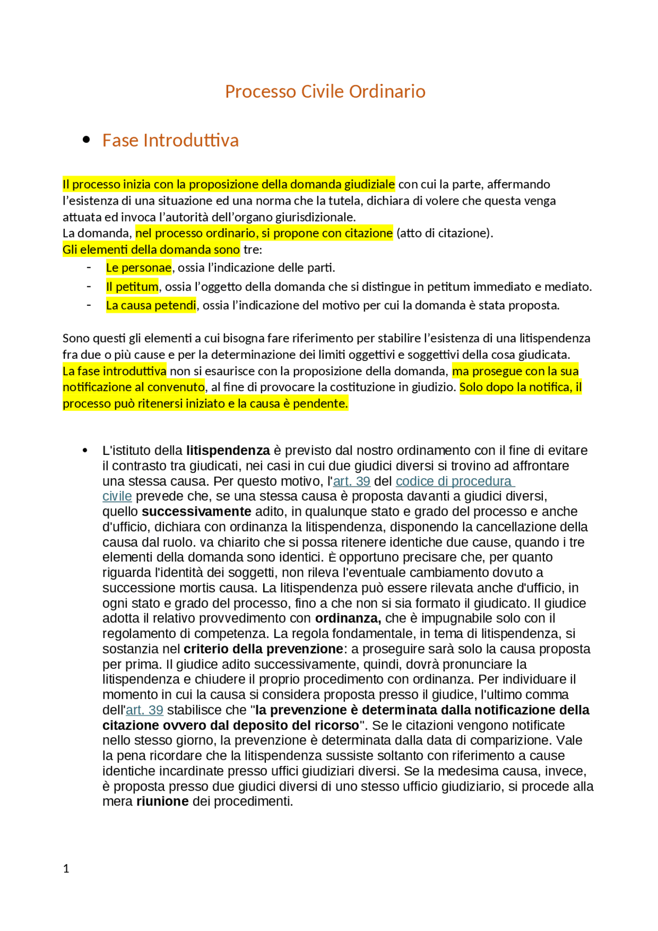 Riassunto Processo Civile Docsity
