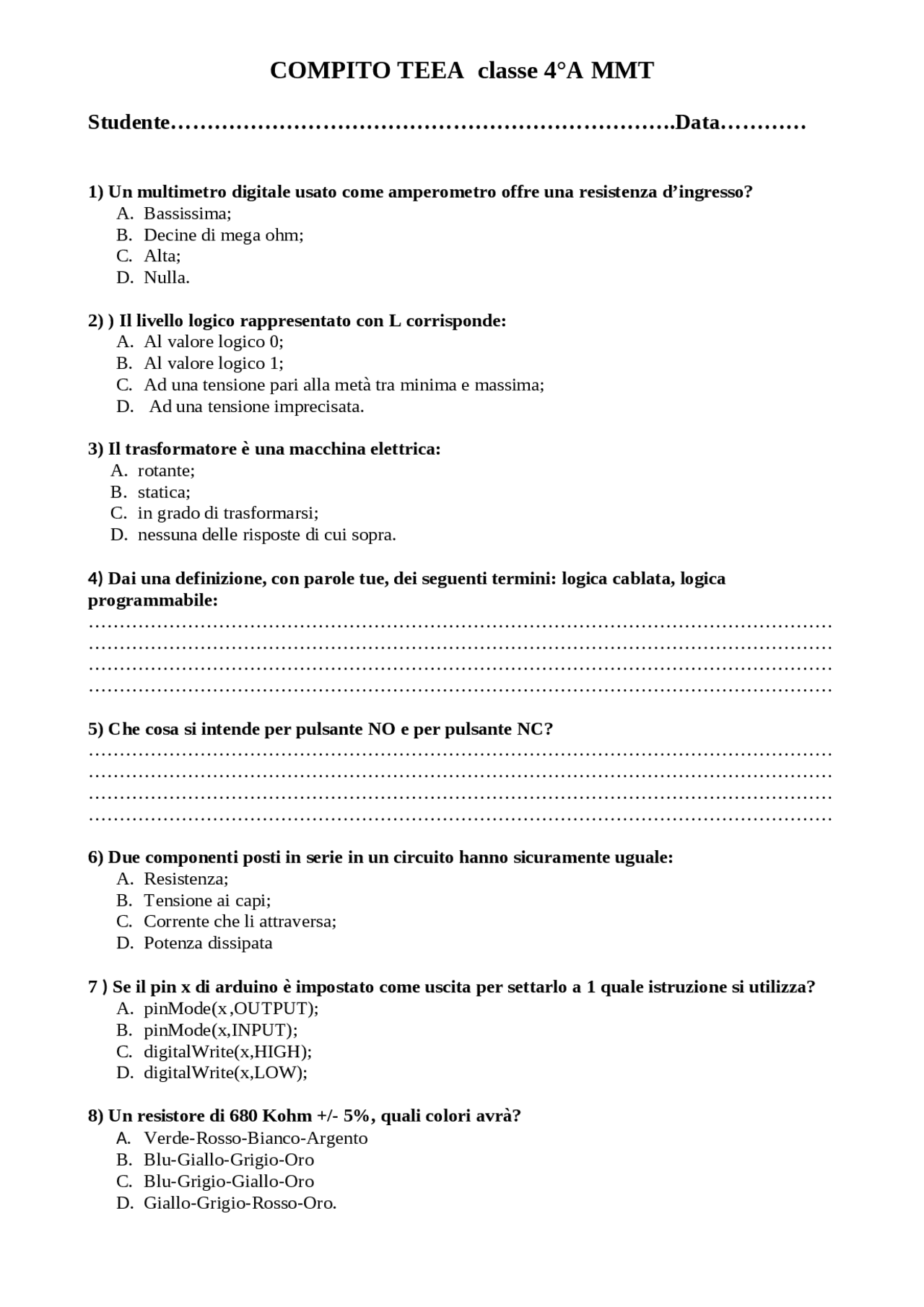 Verifica Elettronica Docsity