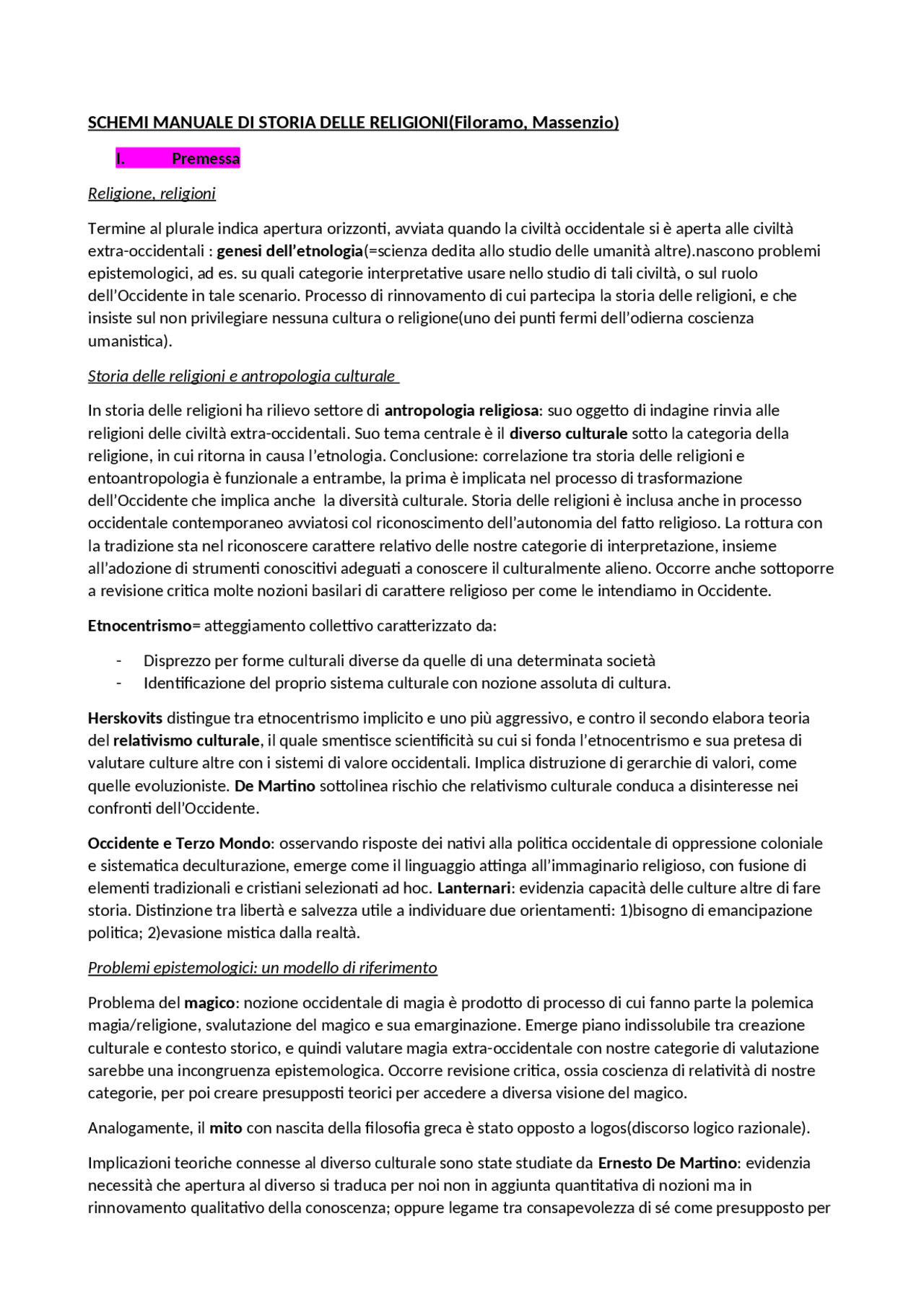 Schemi Manuale Religioni Del Mondo Classico Docsity