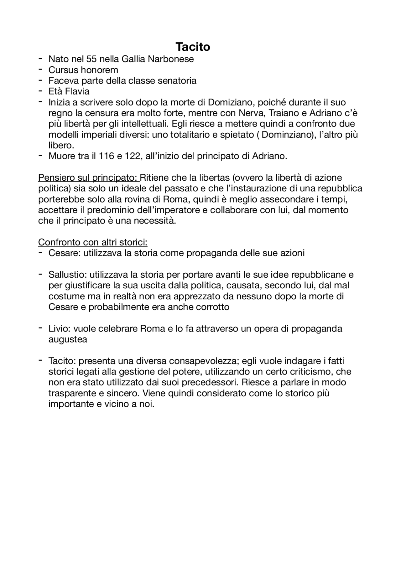 Appunti Su Tacito Vita E Opere Docsity