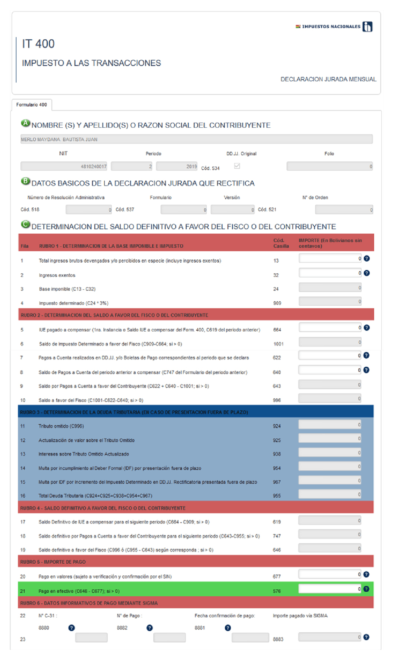FORMULARIO 400 de contabilidad - Docsity