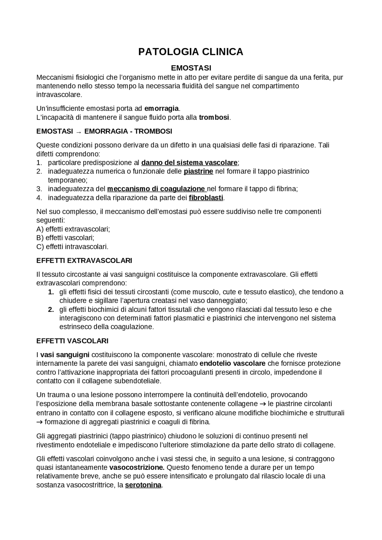 Patologia Clinica Per Scienze Infermieristiche Docsity