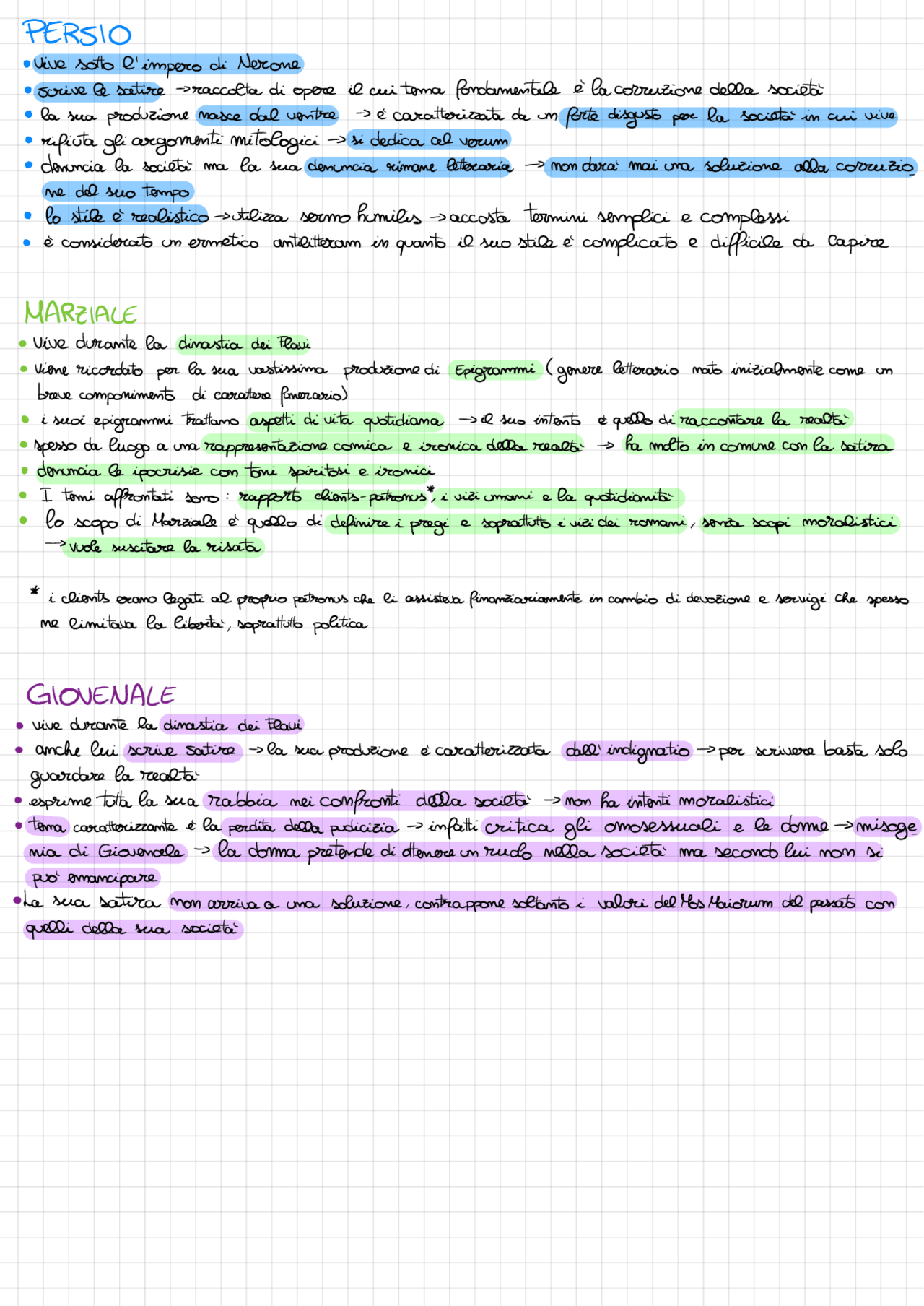 Appunti schematici su persio, giovenale e marziale | Appunti di Latino | Docsity