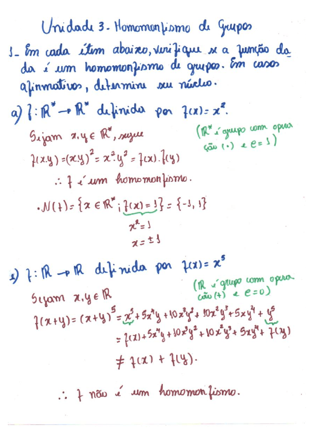 Exercício Álgebra Abstrata | Exercícios Álgebra - Docsity