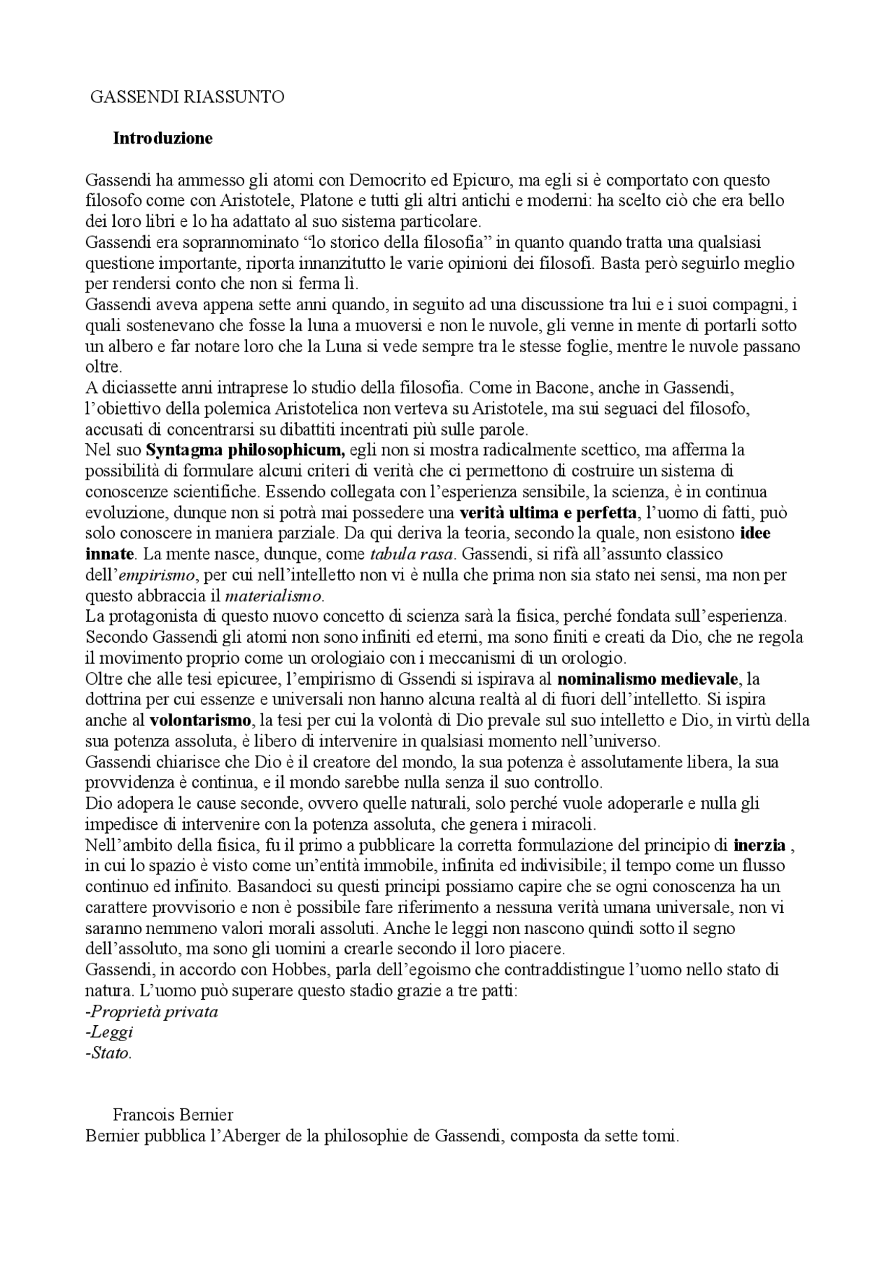 Riassunto Libro Gassendi Docsity