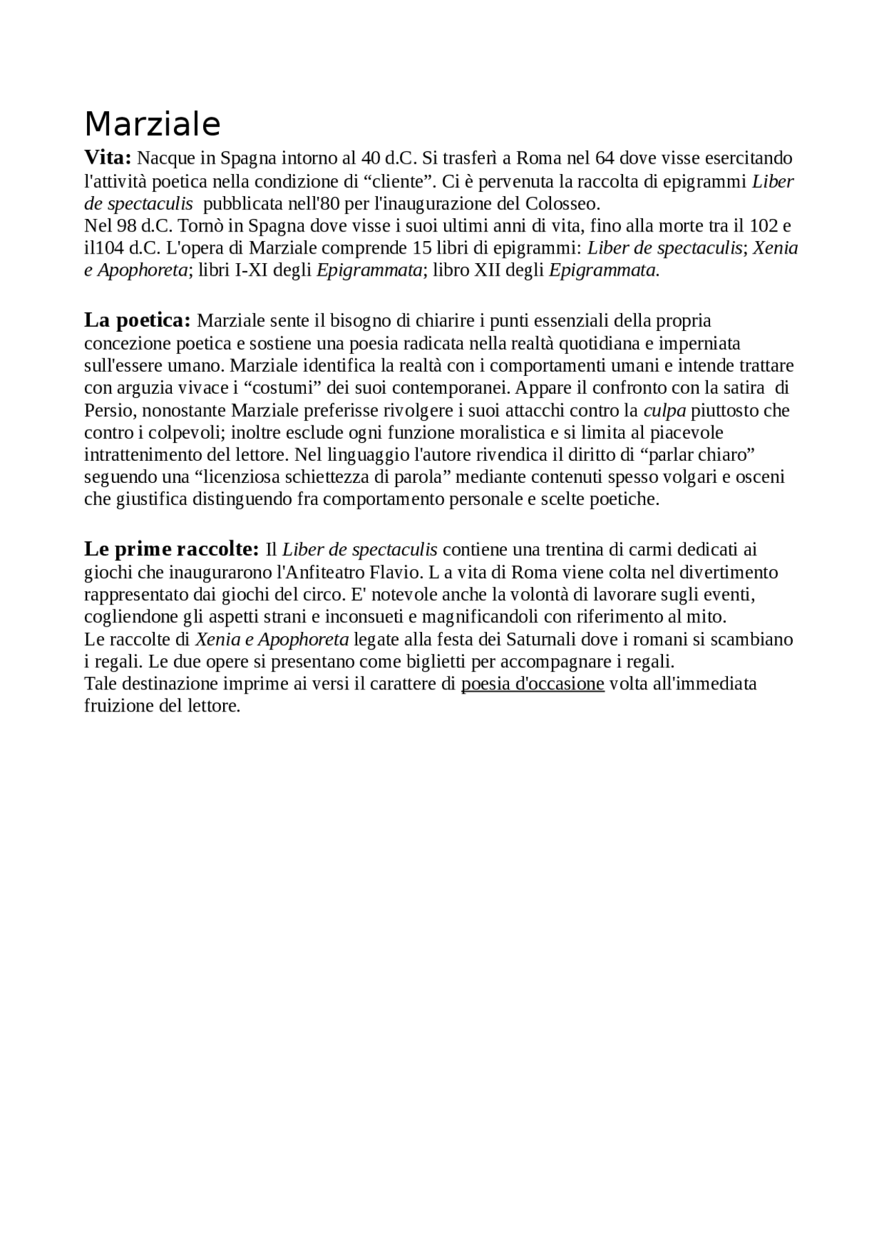 Marziale: Vita, Poesia e Opere | Appunti di Latino | Docsity