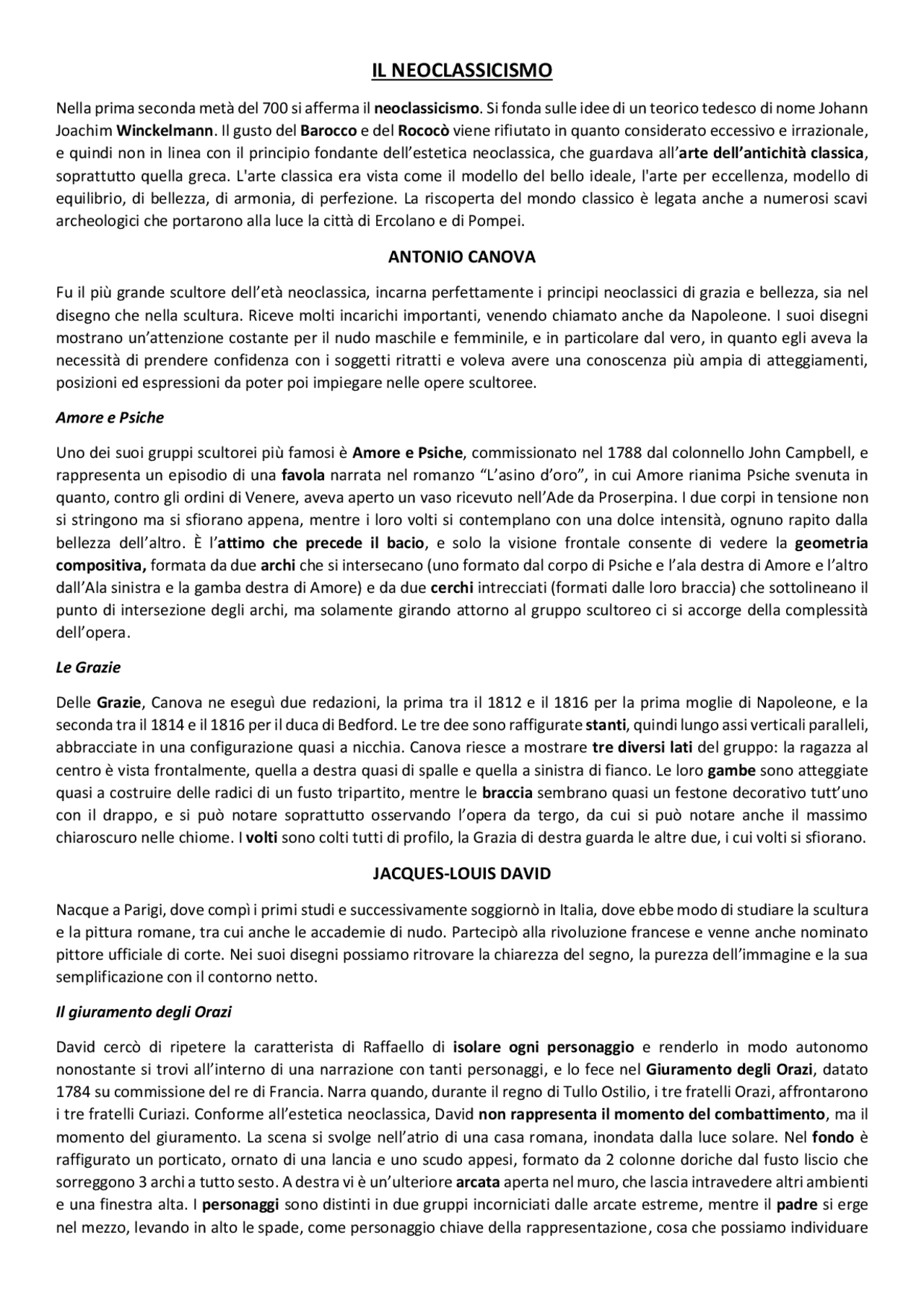 Appunti Di Storia Dellarte Sul Neoclassicismo E Sul Romanticismo Docsity