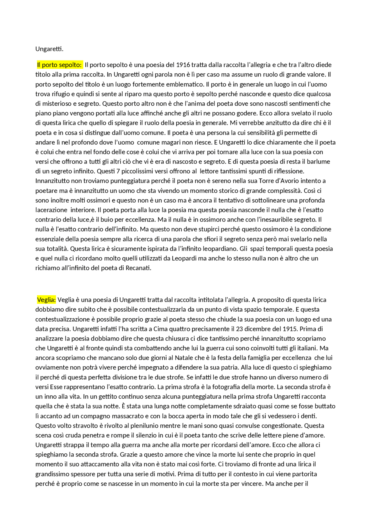 Analisi Dettagliate Dei Testi Docsity