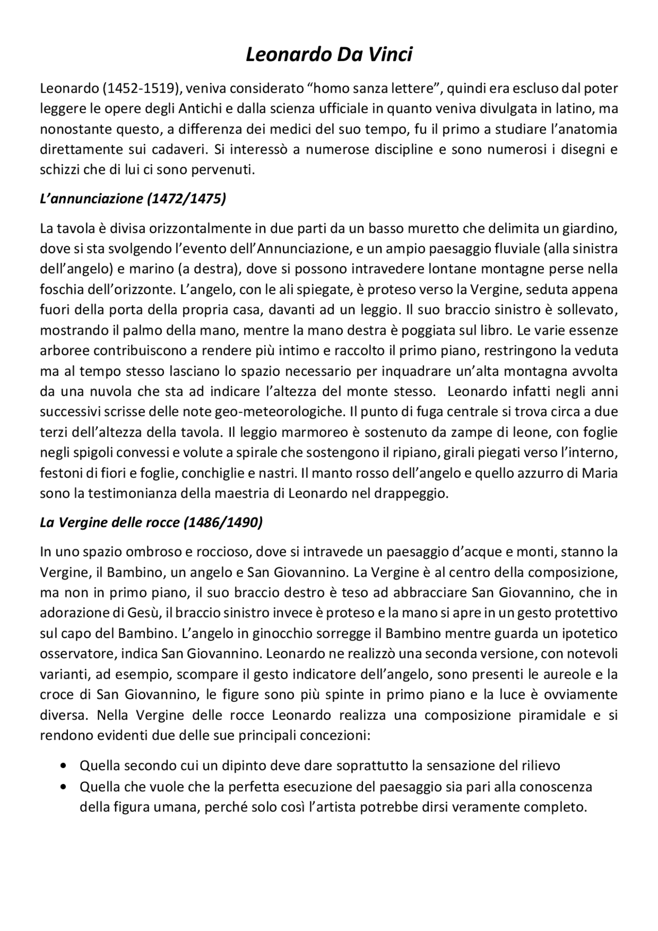Appunti Su Leonardo Da Vinci Docsity