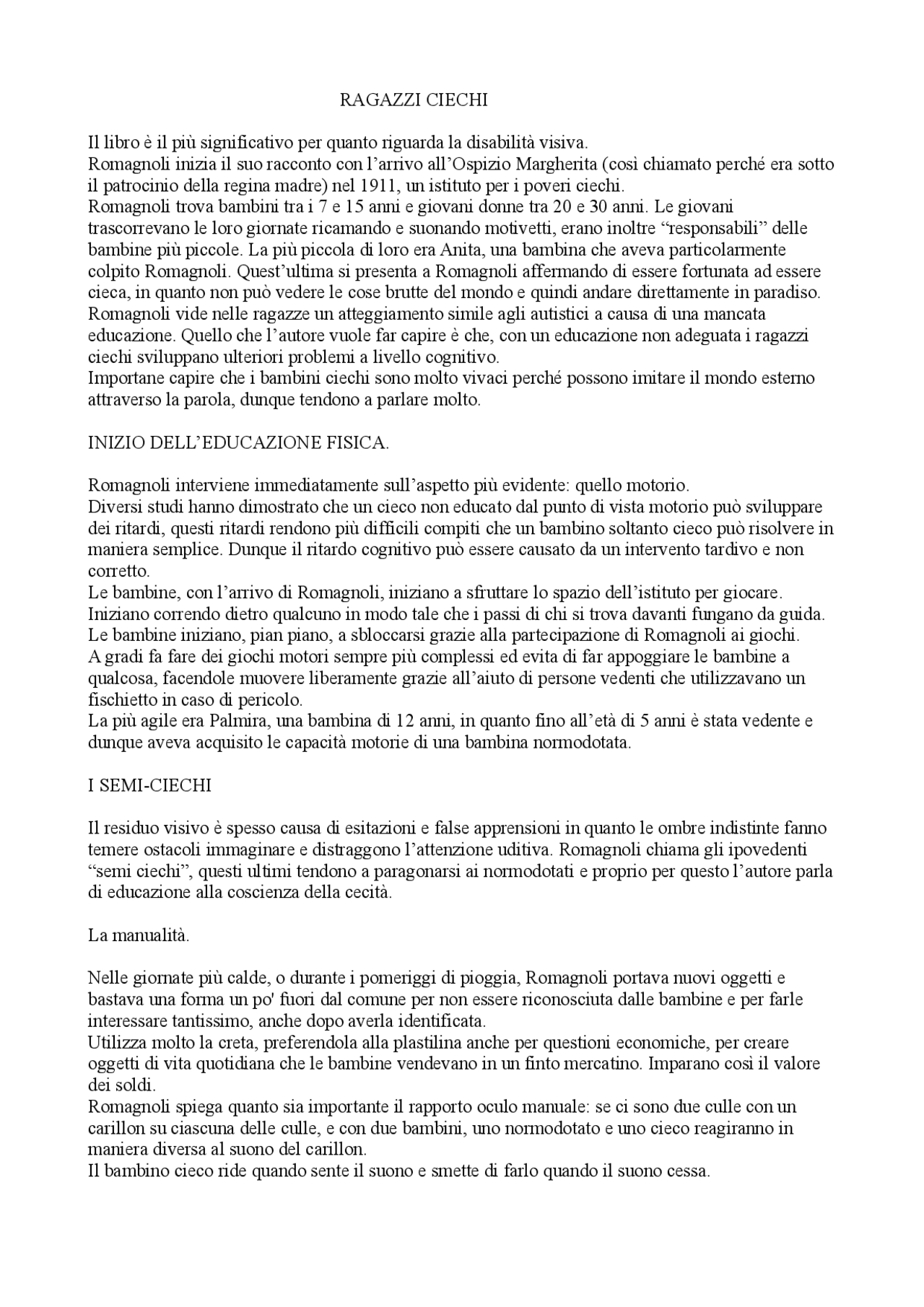 Ragazzi Ciechi Romagnoli Docsity