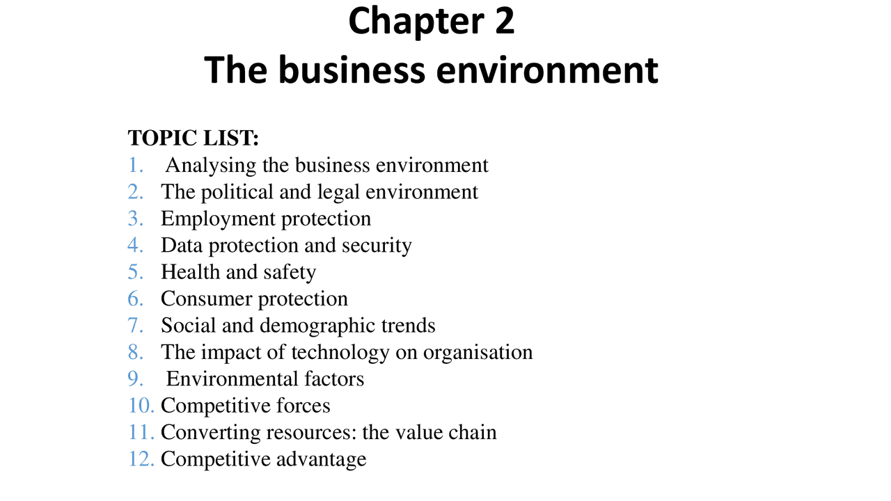 Chapter 2 The Business Environment Docsity