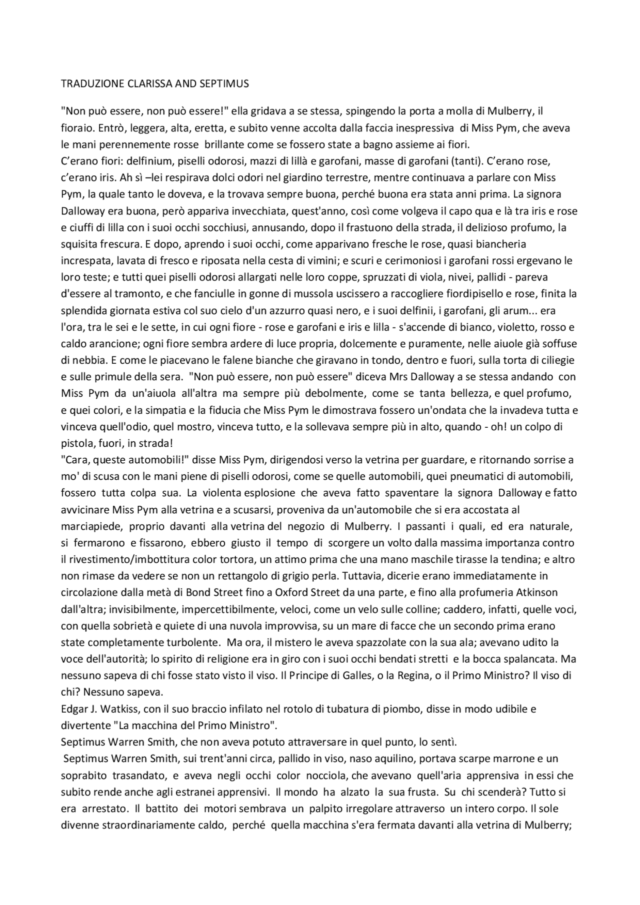 TRADUZIONE - CLARISSA AND SEPTIMUS - MRS DALLOWAY | Traduzioni di ...