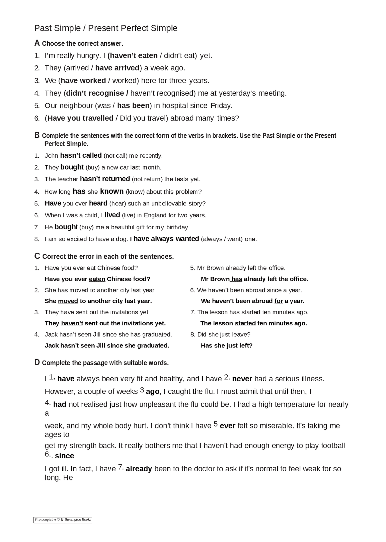 Gramatica del pasado simple ingles - Docsity