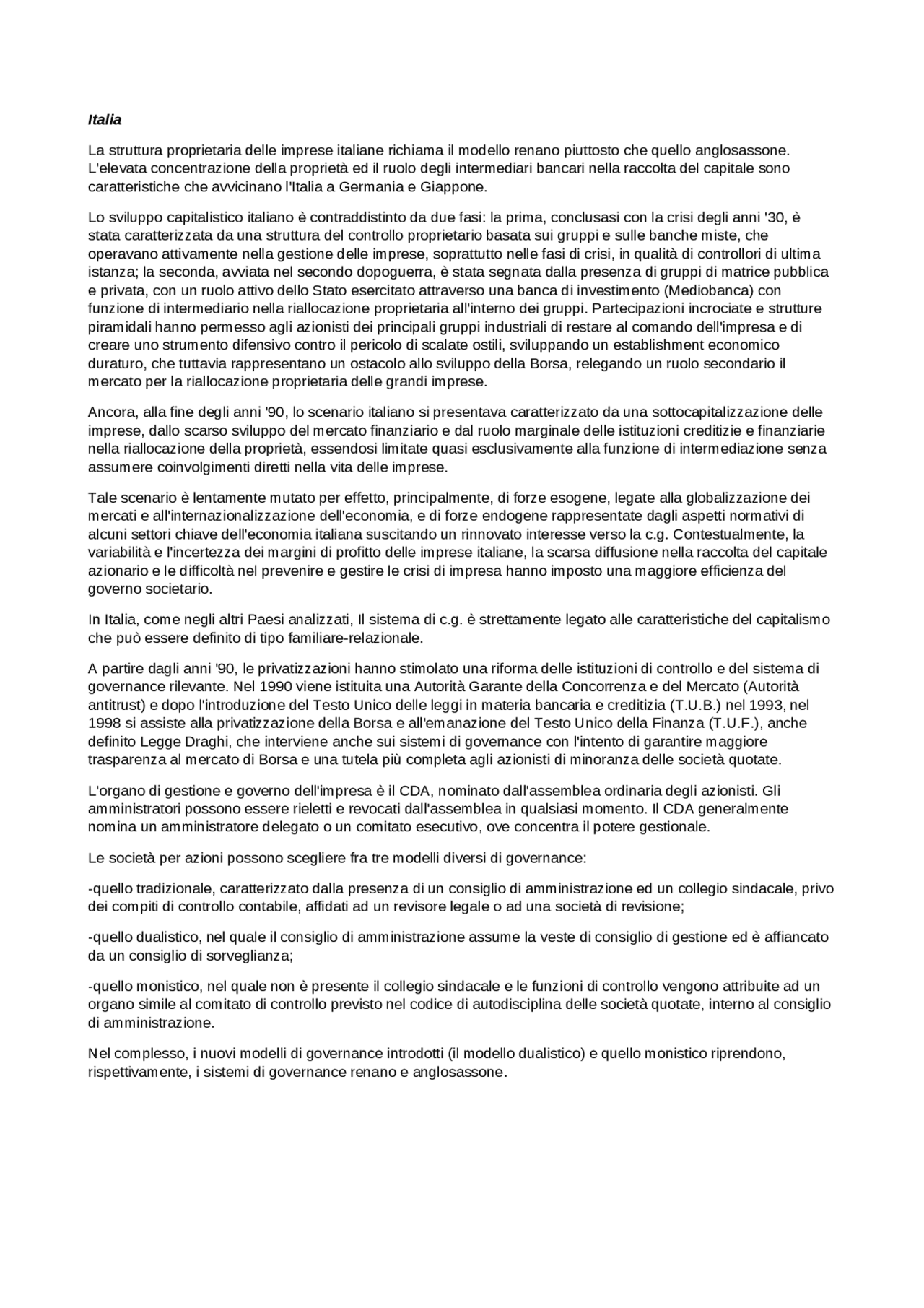 Corporate Governance Docsity