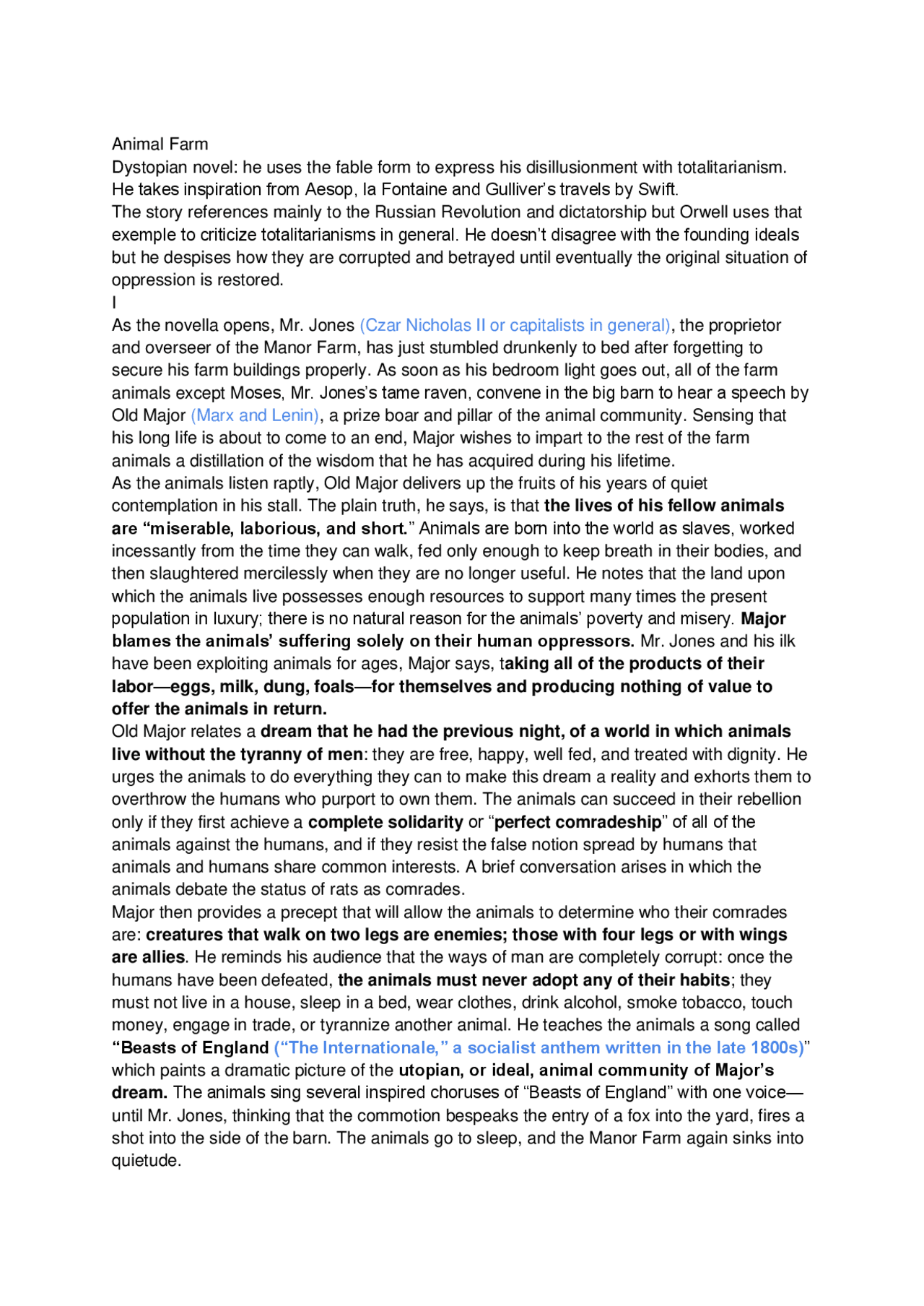 Animal Farm summary, Orwell - Docsity