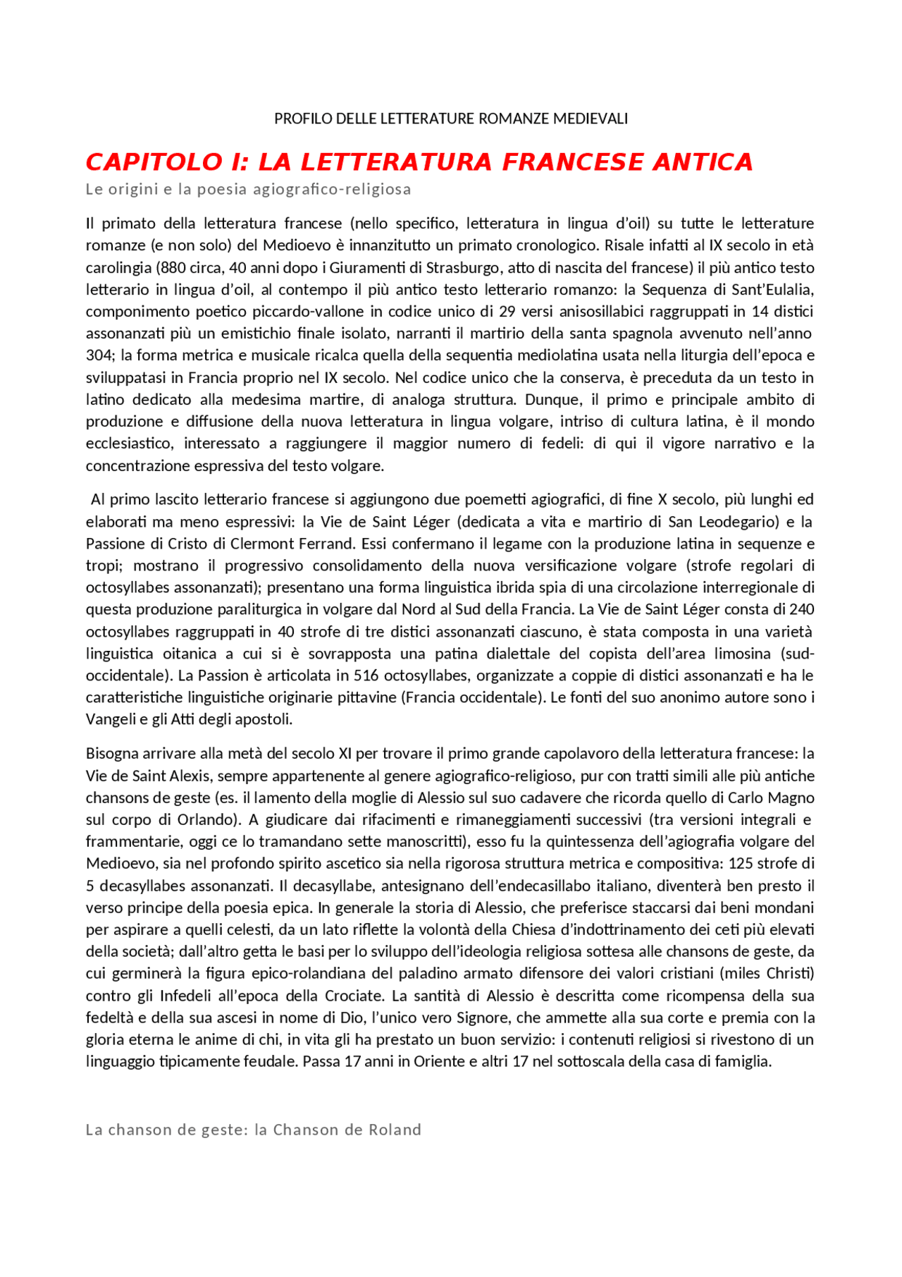 Profilo Delle Letterature Romanze Medievali Riassunto Docsity
