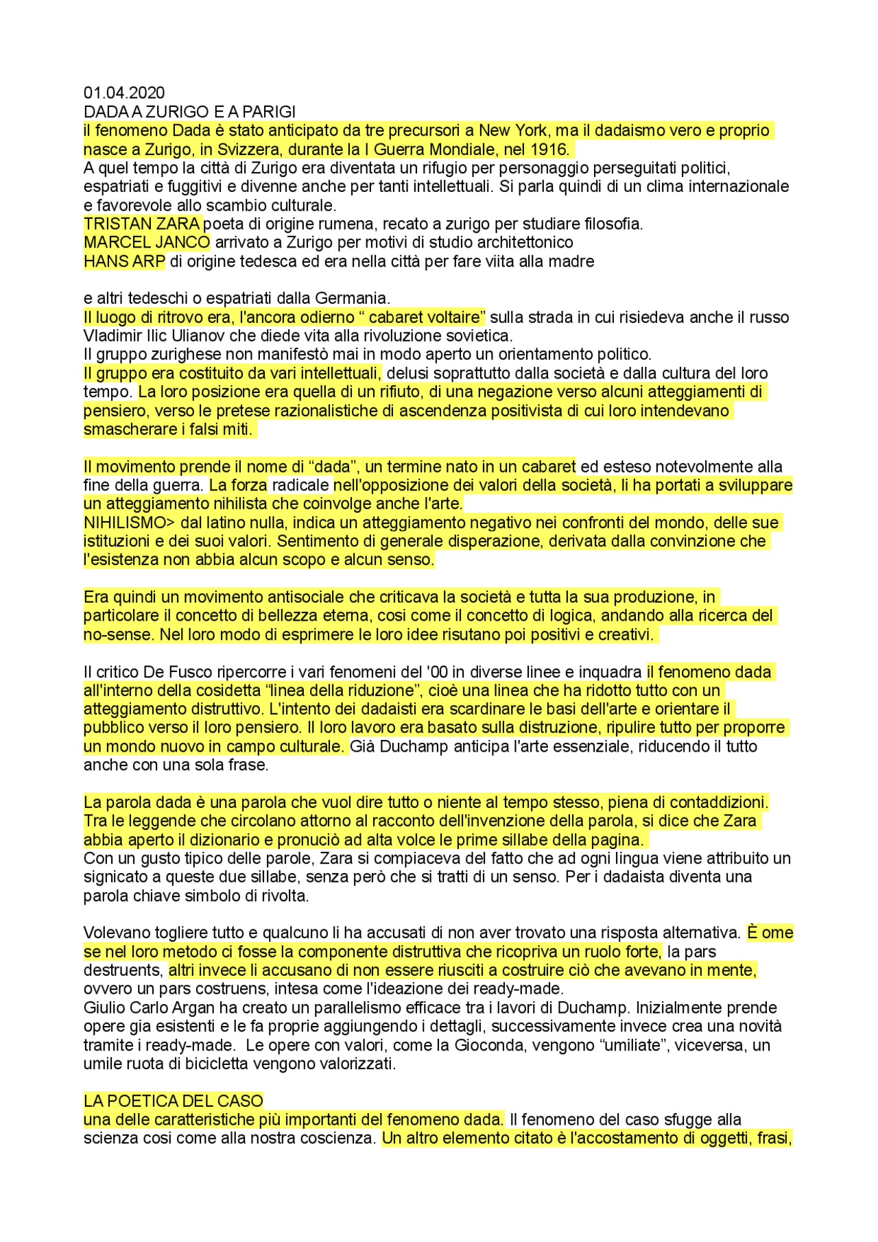 Il Movimento Dada 1916 Docsity