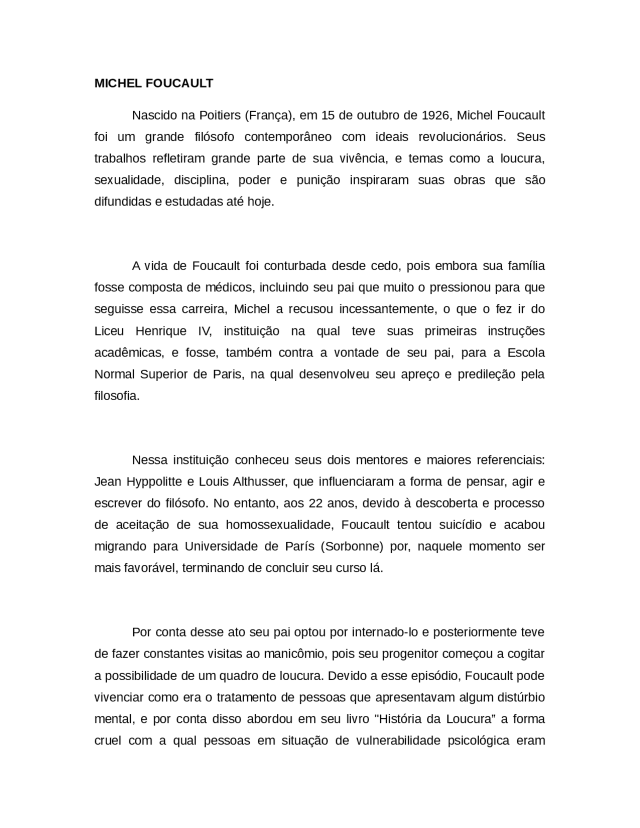 Texto Sobre Michel Foucault Docsity