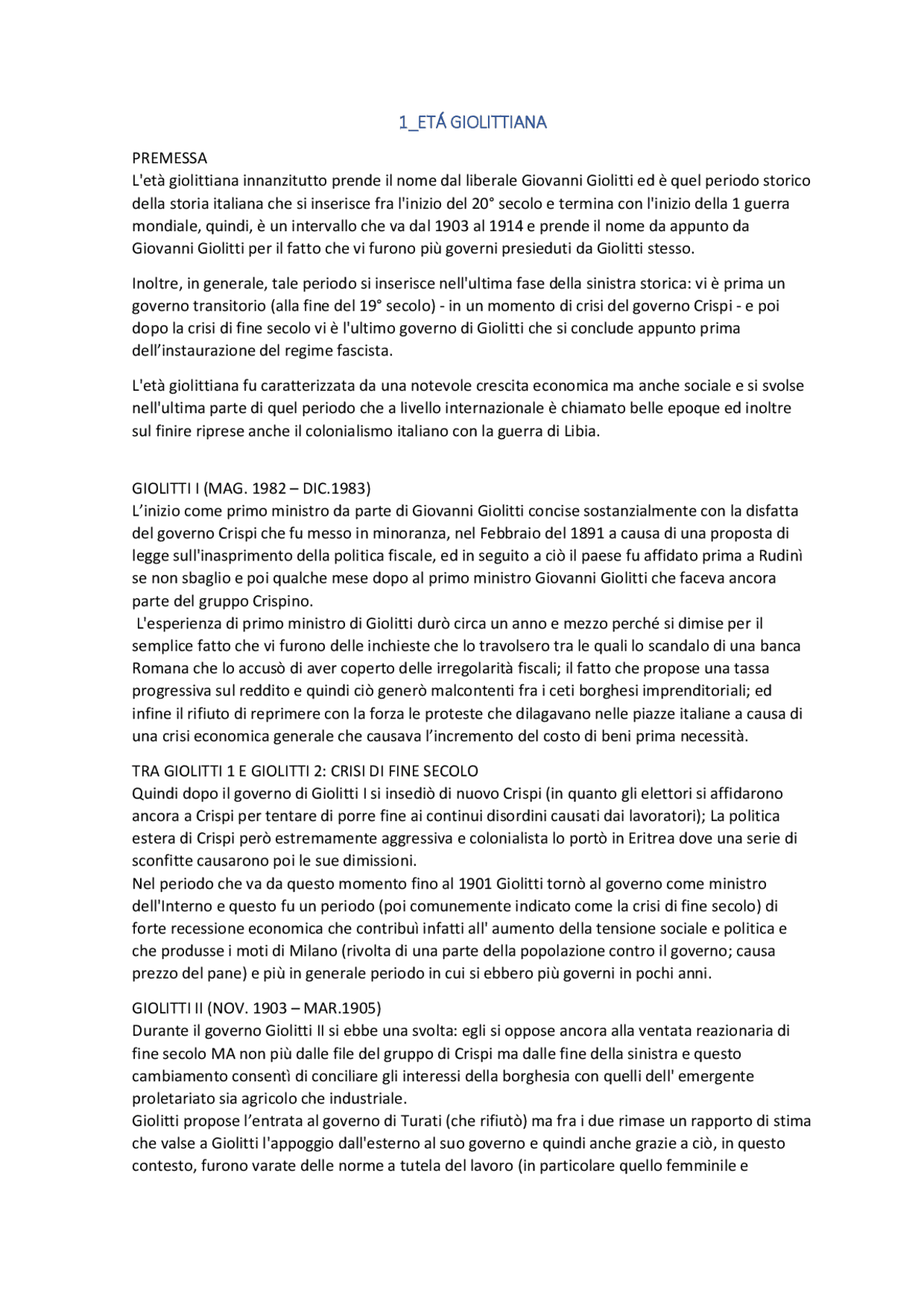 Riassunti Di Storia Per Esame Di Stato 5° Superiore Docsity