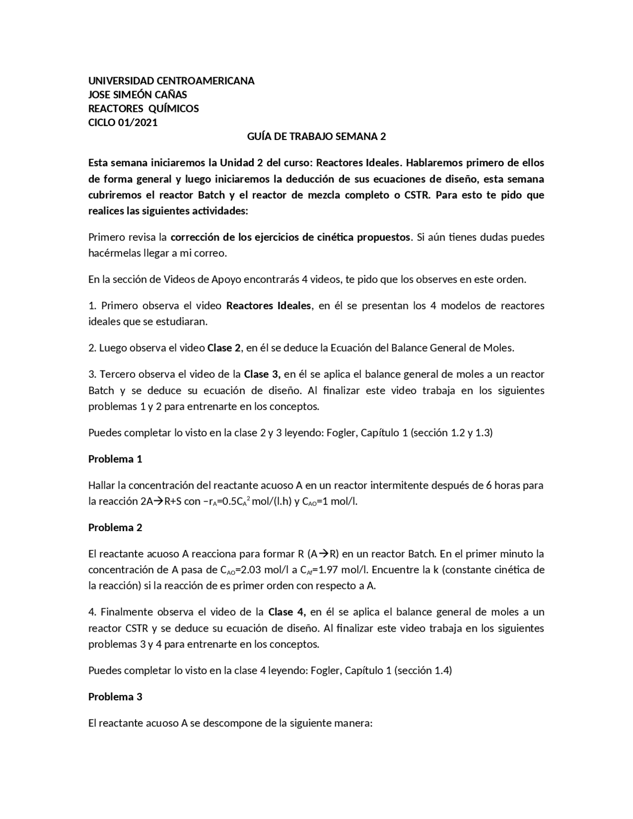 Guia De Como Realizar Ejercicios De Reactores Al Igual Que Ejercicios