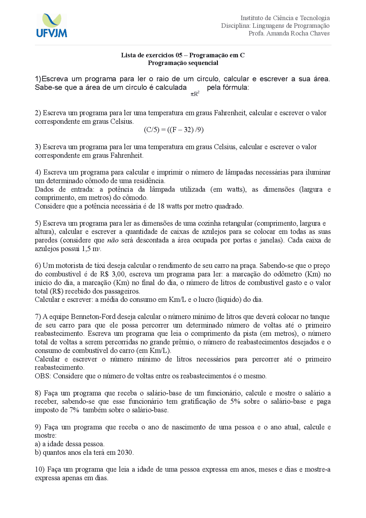 Linguagem Programação Docsity