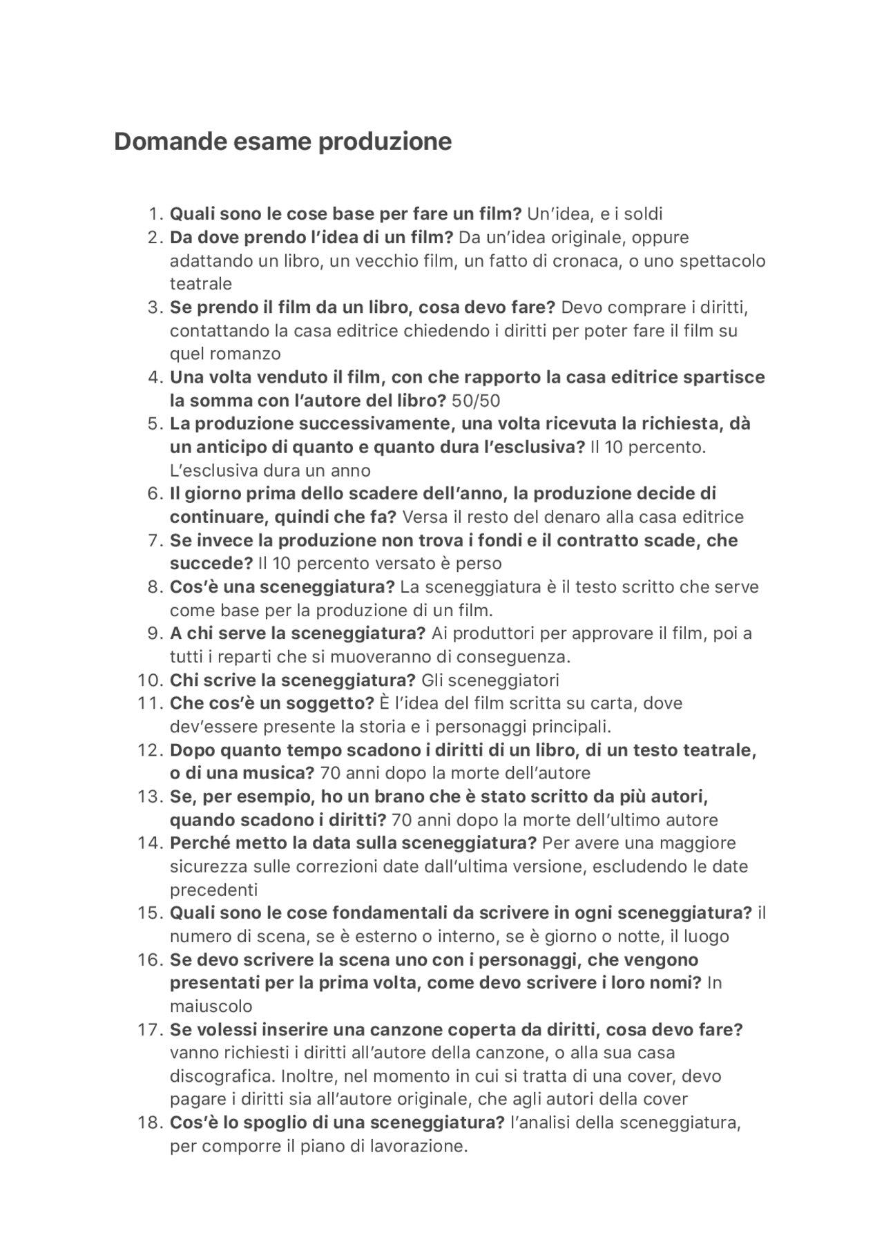 Appunti Per Esame Di Produzione Docsity