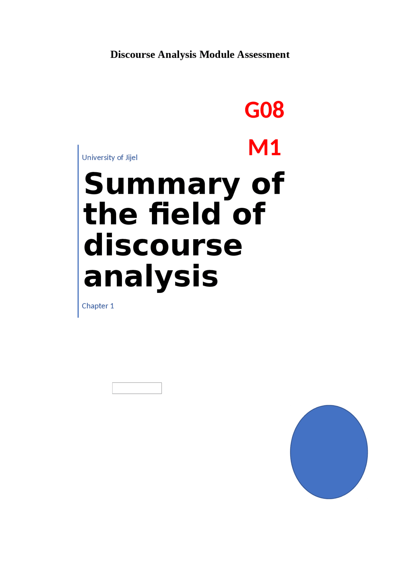 Summary of the field of discourse anlysis - Docsity